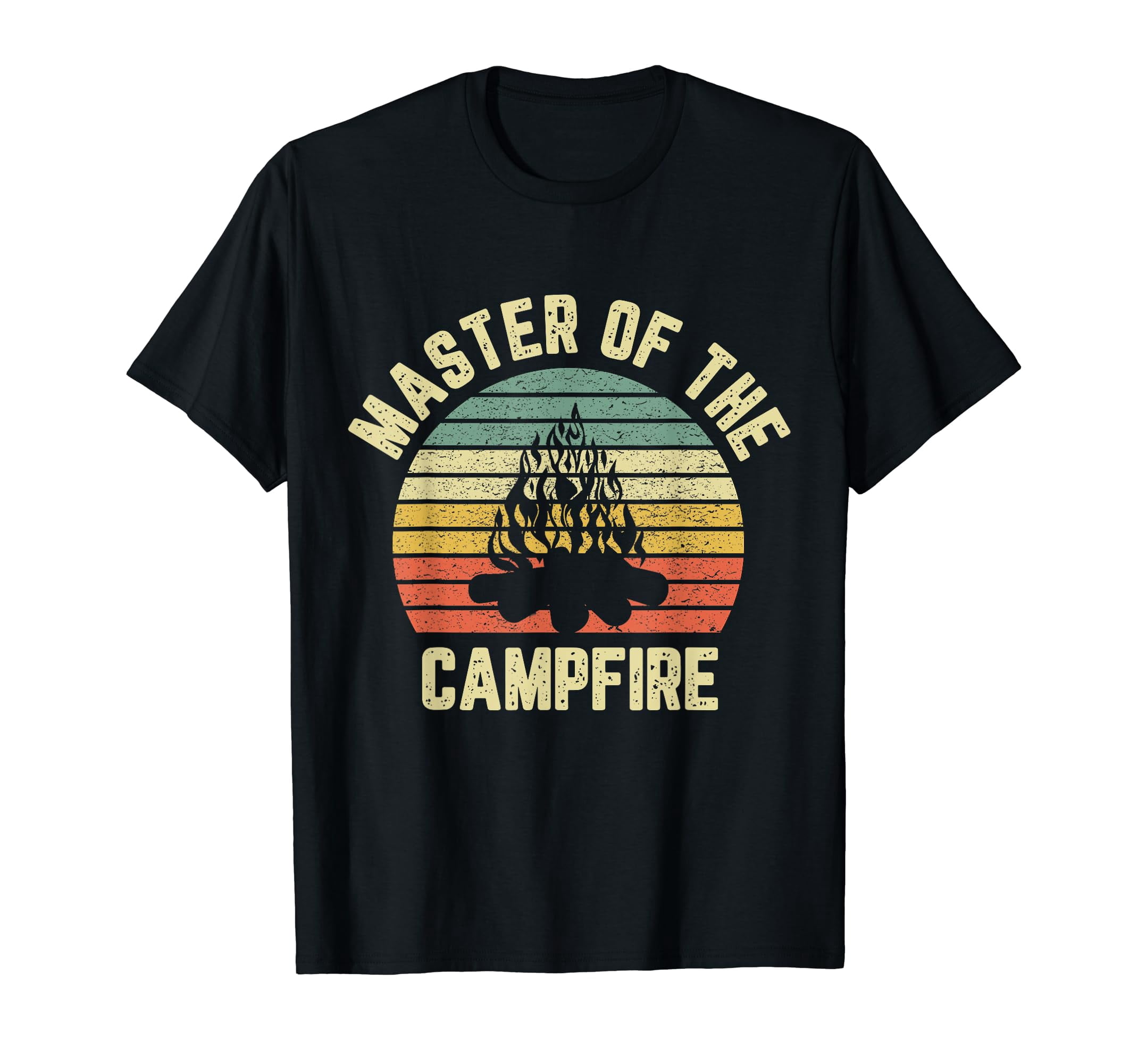 Master of the Campfire Camping Shirt Vintage Camper Black T-shirt Crew ...