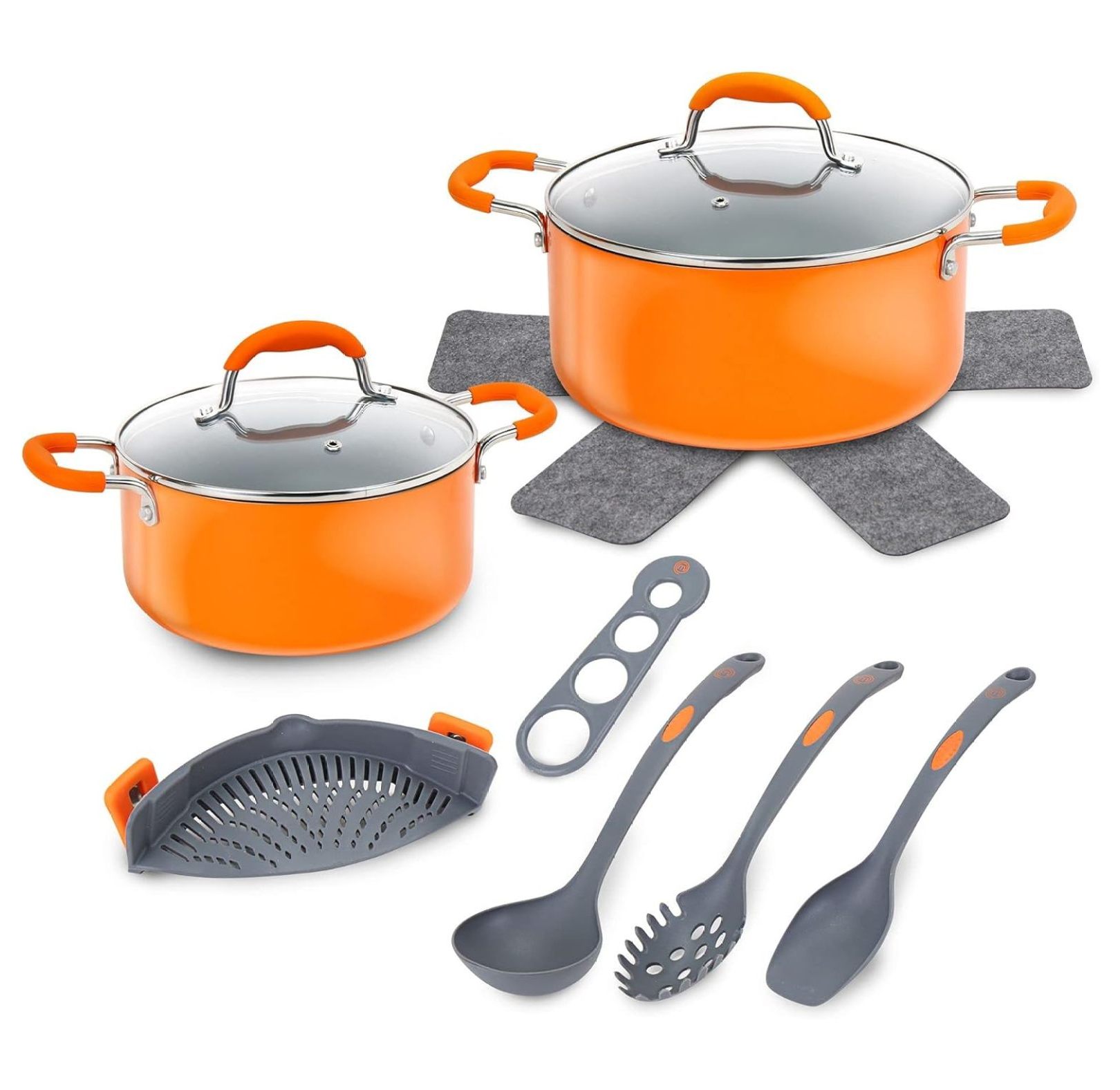 MasterChef 10-Piece Pasta, Soup, & Stew Cookware Set, Orange ...