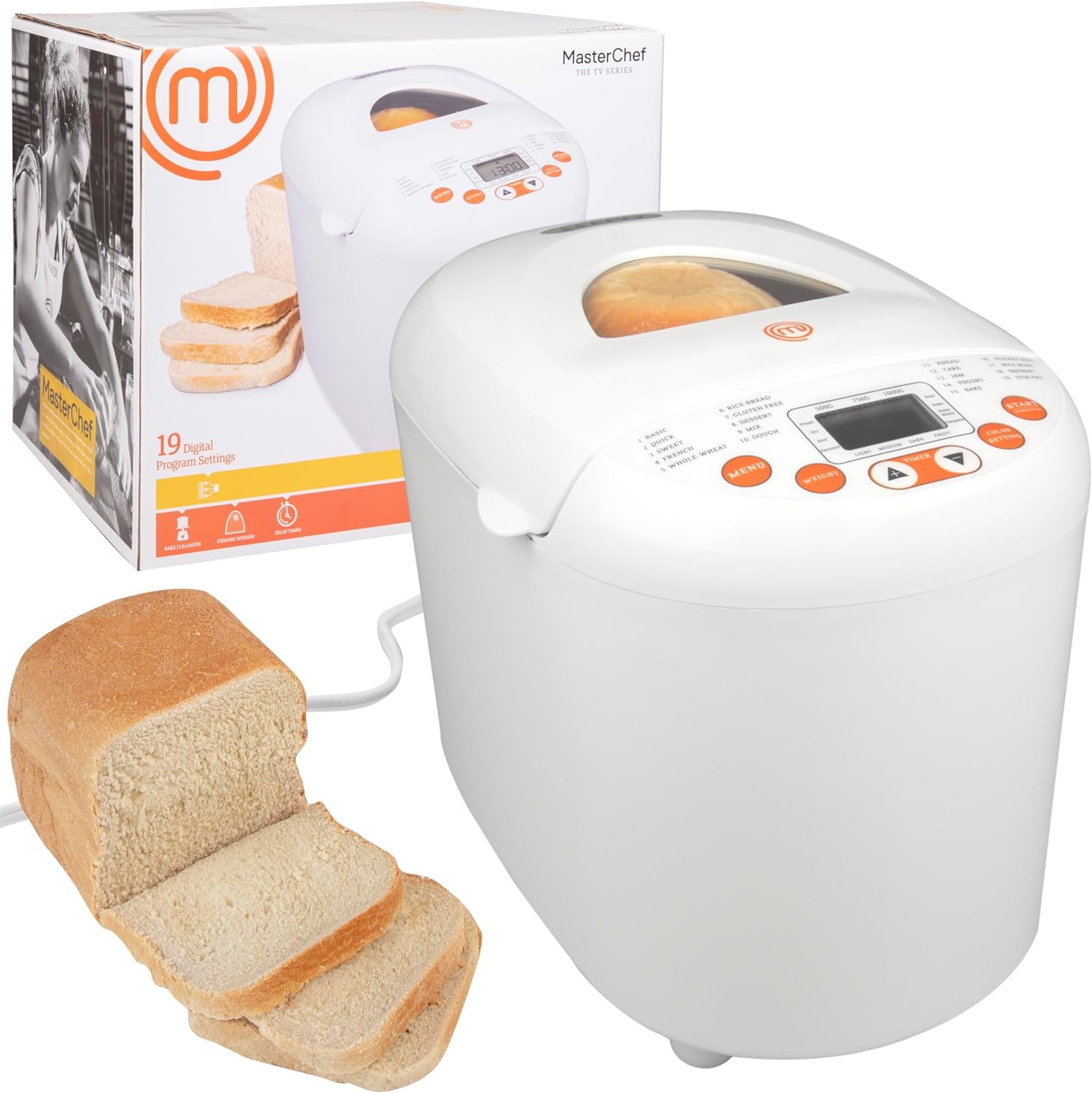 MasterChef 2lb Electric Bread Machine, Gluten-Free Sourdough Maker with ...