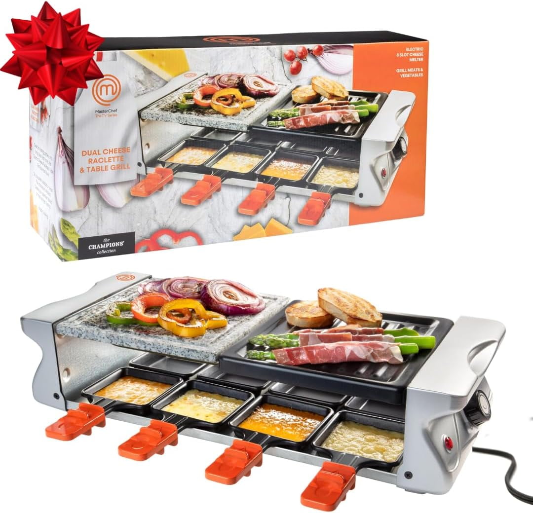 MasterChef Dual Raclette Table Grill w Non-Stick Grilling Plate ...