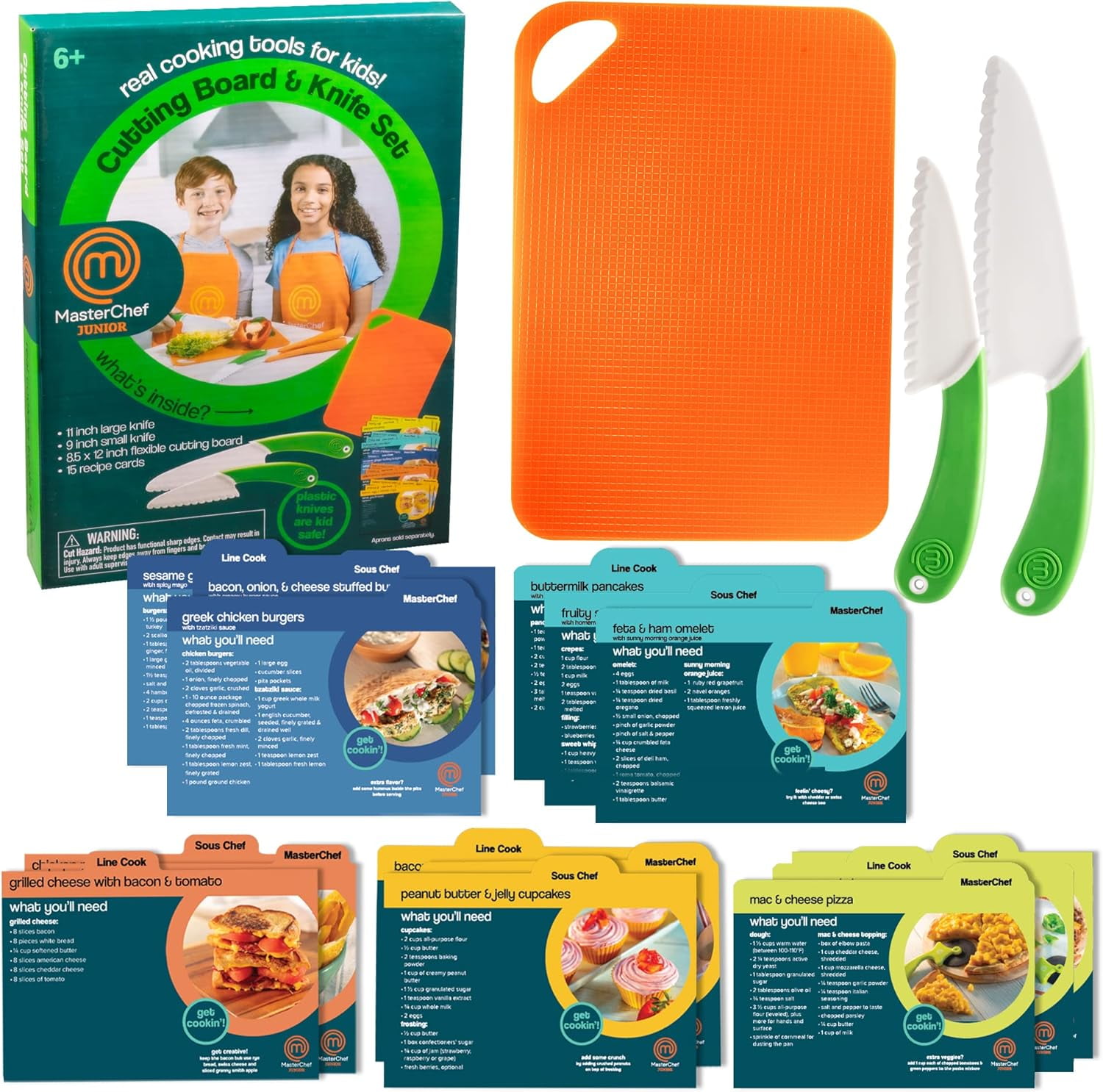 MasterChef Junior Knife & Cutting Board Set-Includes Real Cutting Tools ...