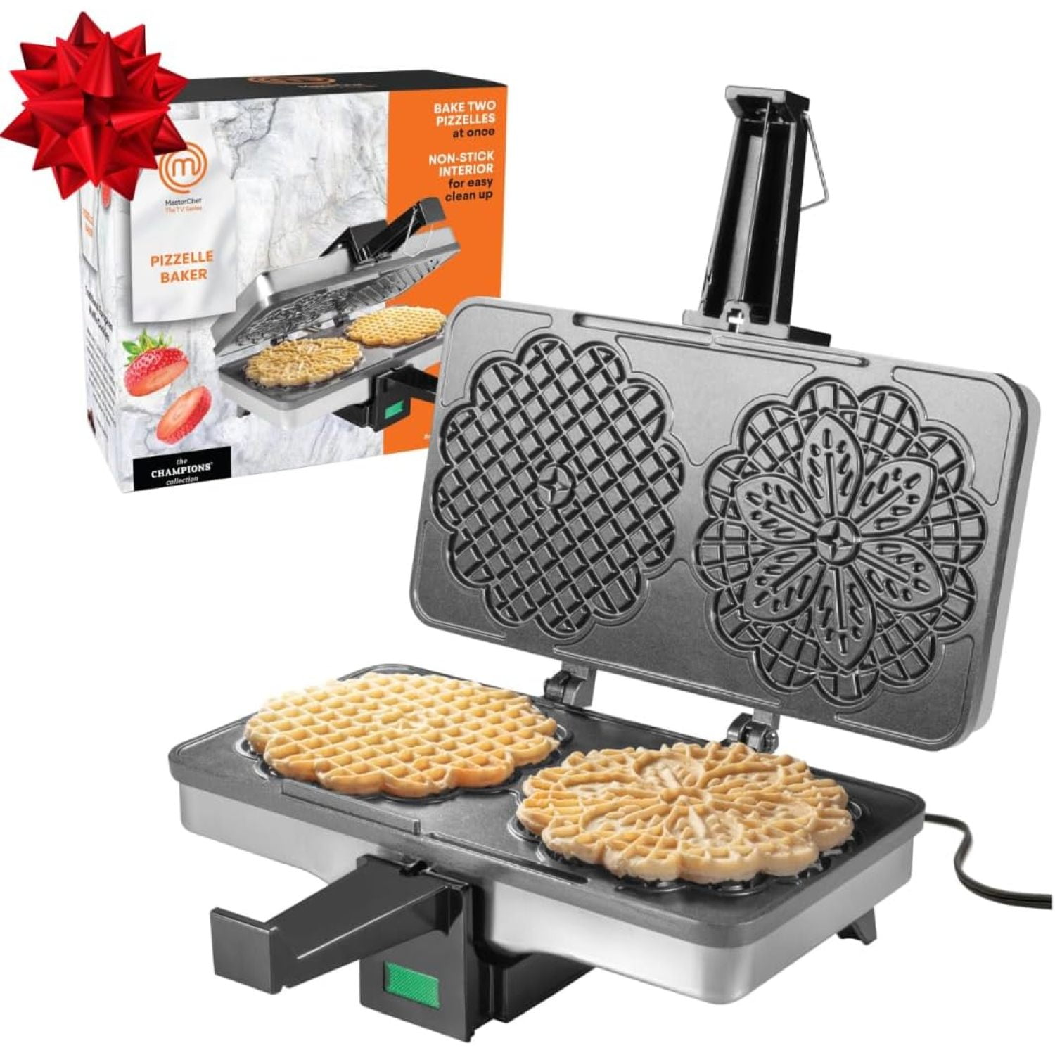 MasterChef Pizzelle Maker - Non-stick Electric Cookie Baker Press, Make ...