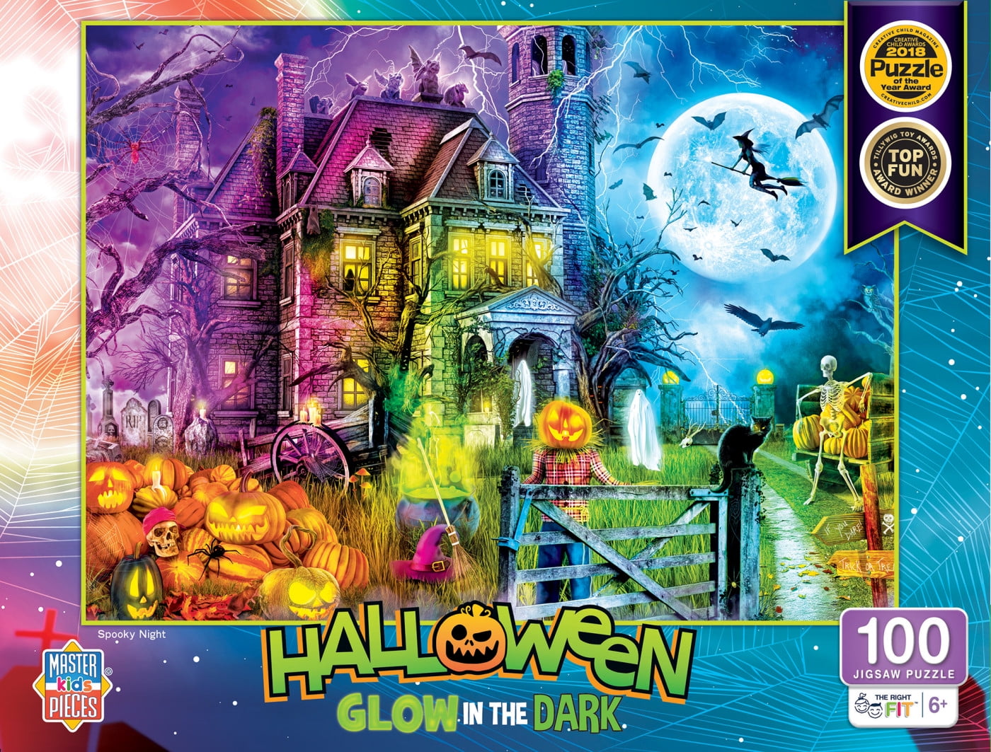 MasterPieces 100 Piece Glow in the Dark Jigsaw Puzzle - Spooky Nights ...