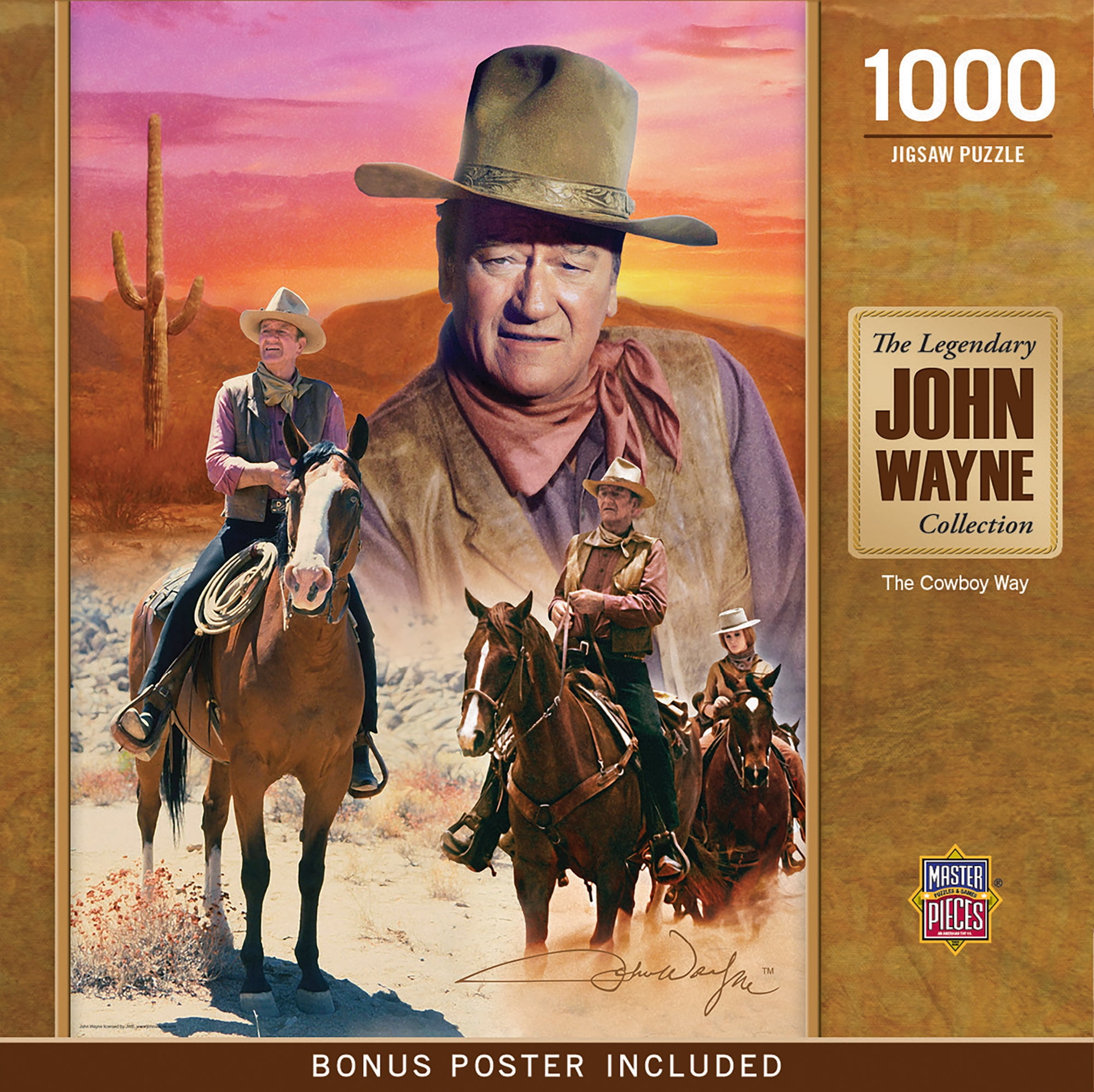 MasterPieces 1000 Piece Collectible John Wayne Puzzle - The Cowboy Way ...