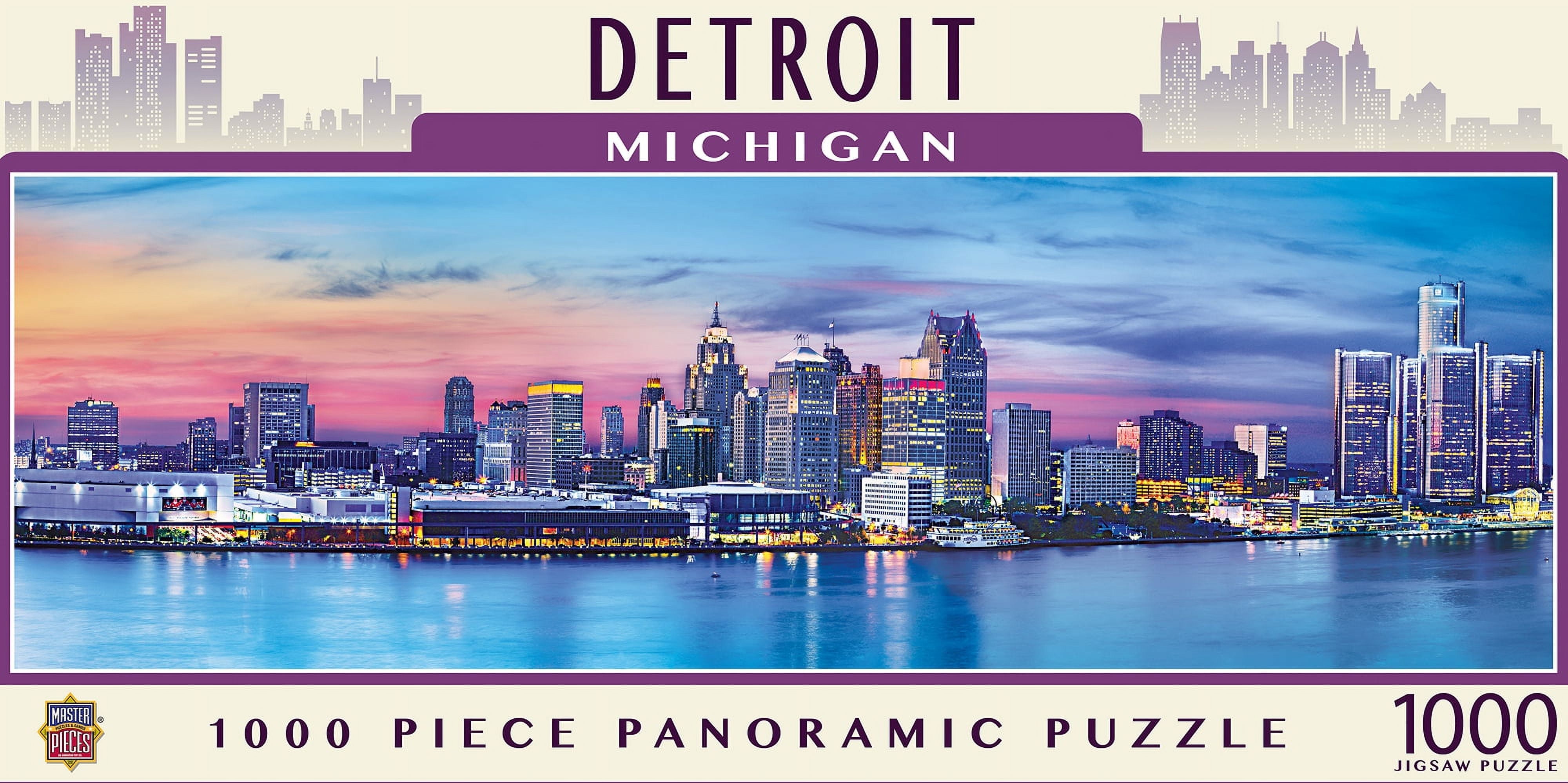 MasterPieces - 1000 Piece Jigsaw Puzzle, Detroit Skyline Panoramic, Fun ...