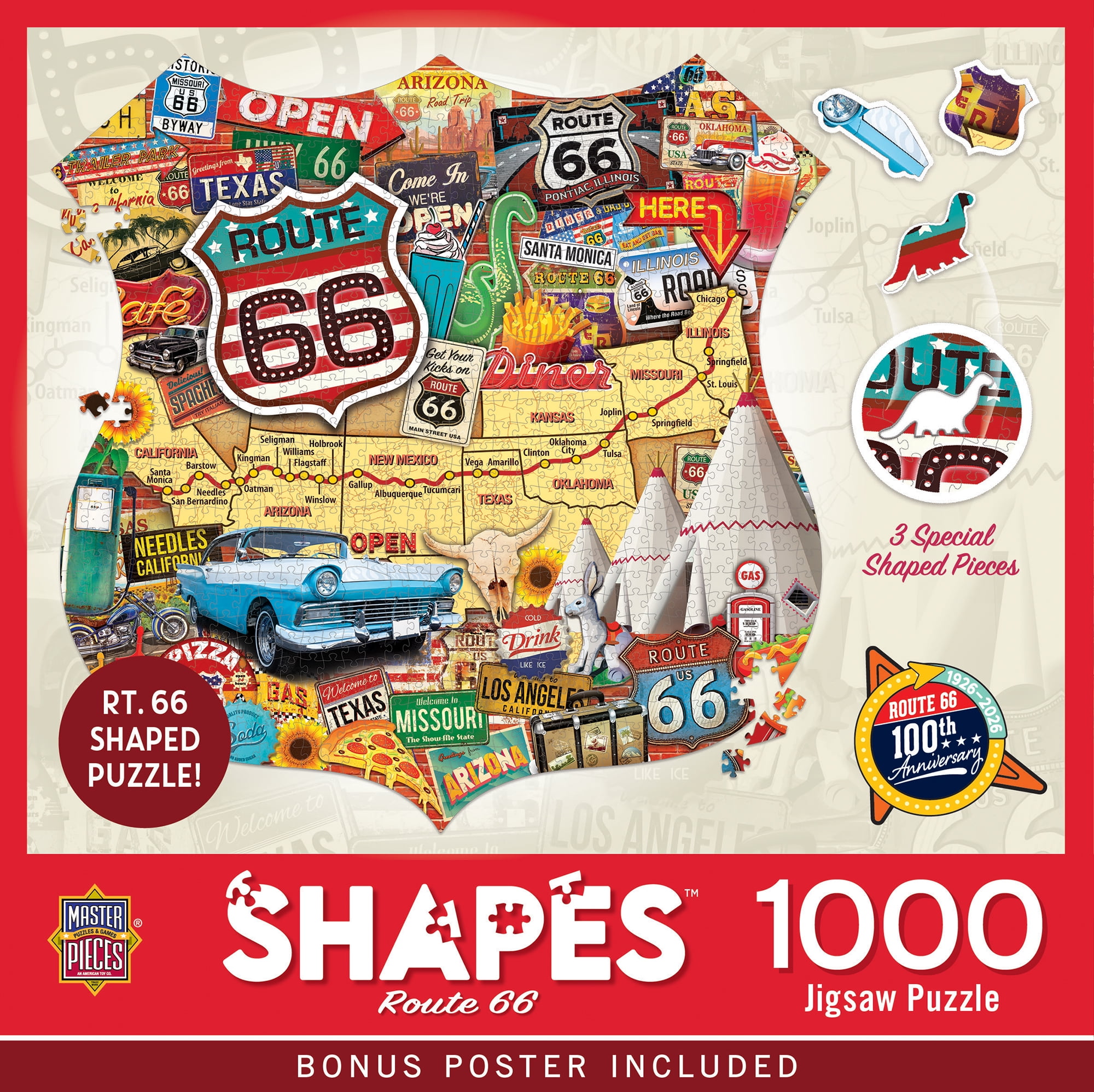 MasterPieces 1000 Piece Jigsaw Puzzle - Route 66 - 27"x27" - Walmart.com