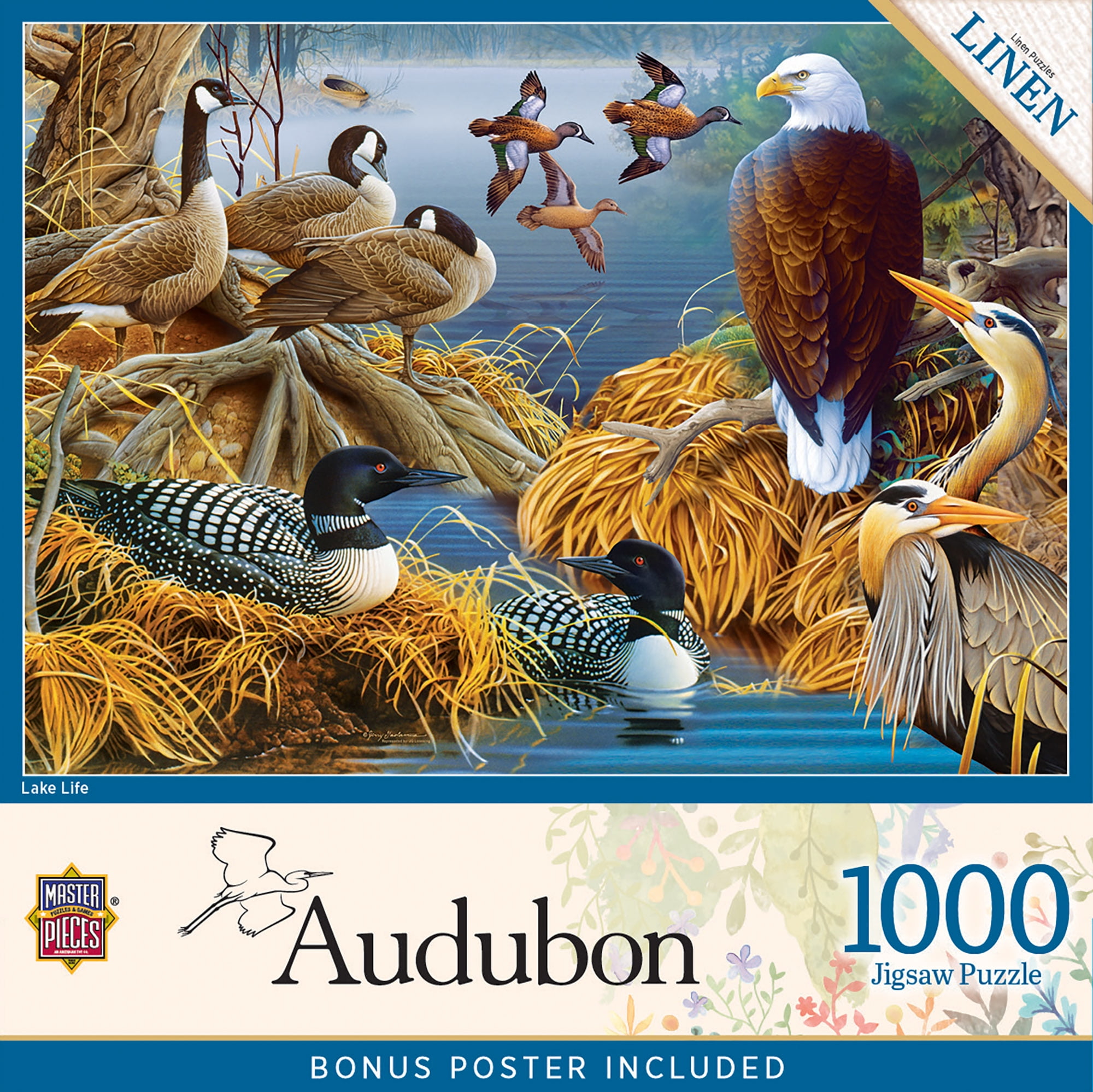 MasterPieces 1000pc Nature Puzzle - Lake Life, Waterfowl of American ...