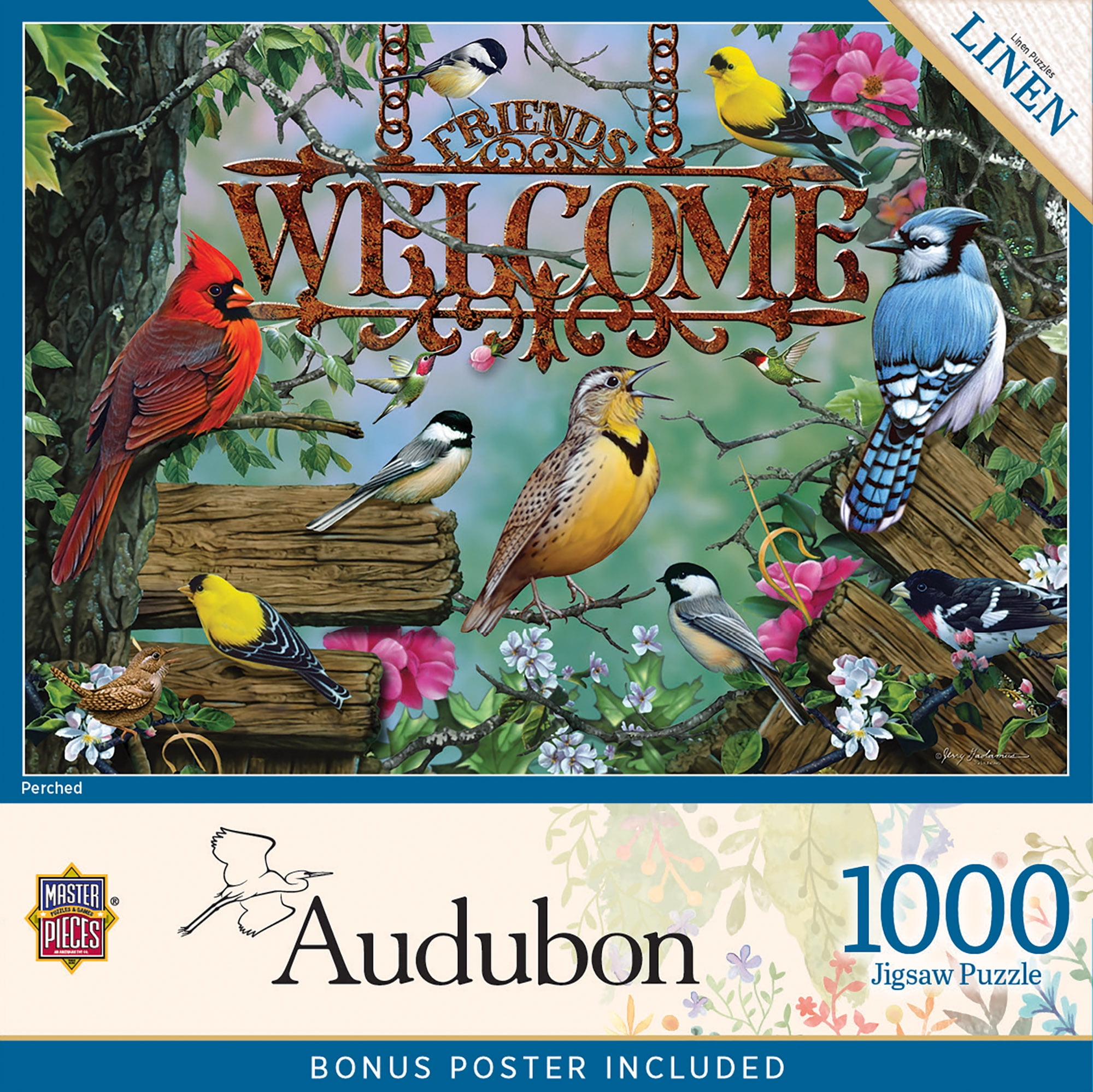 "MasterPieces 1000pc Audubon Puzzle - Perched Songbirds, 19.25""x26.75 ...