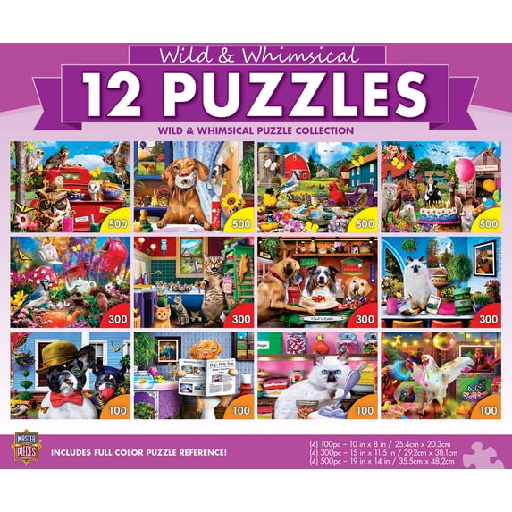 MasterPieces 12 Pack Jigsaw Puzzles - Wild & Whimsical 12 Pack Bundle ...