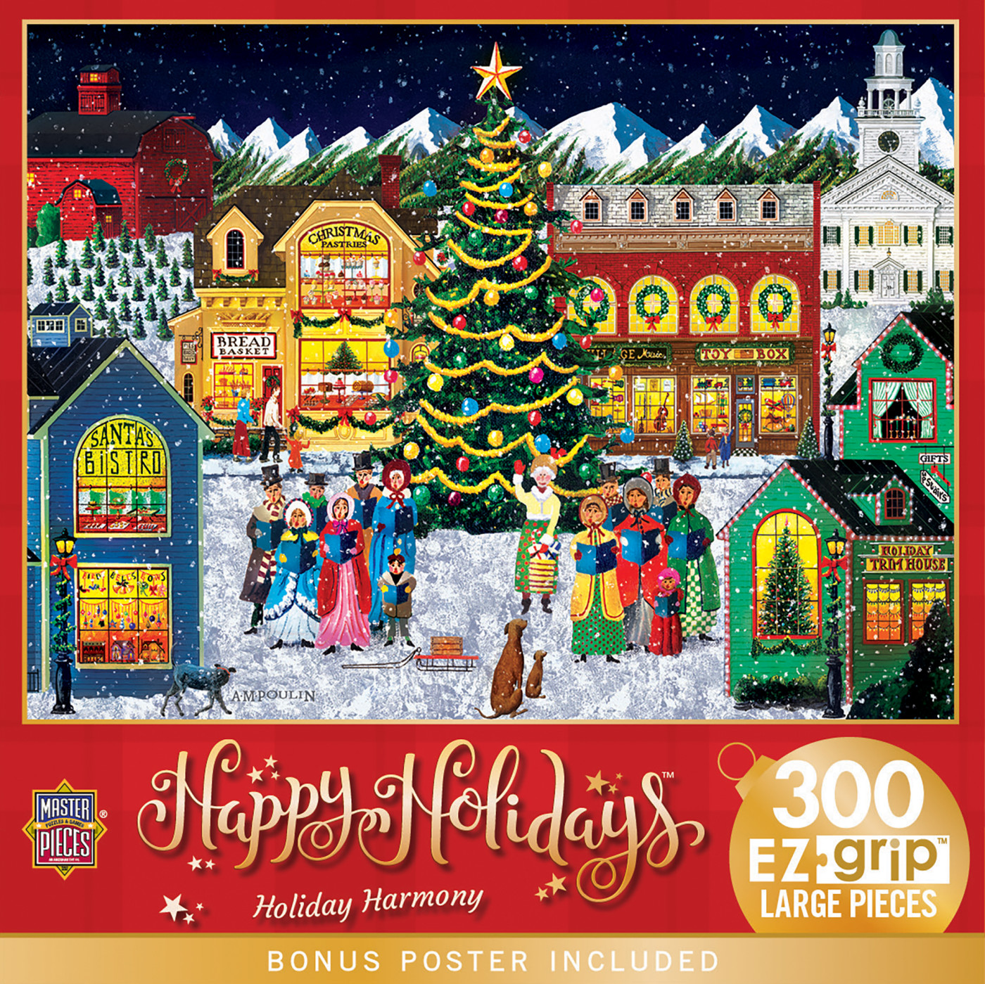 Ceaco- Let it Snow - Plaid Snowman and Santas - 300 piece Jigsaw Puzzle ...