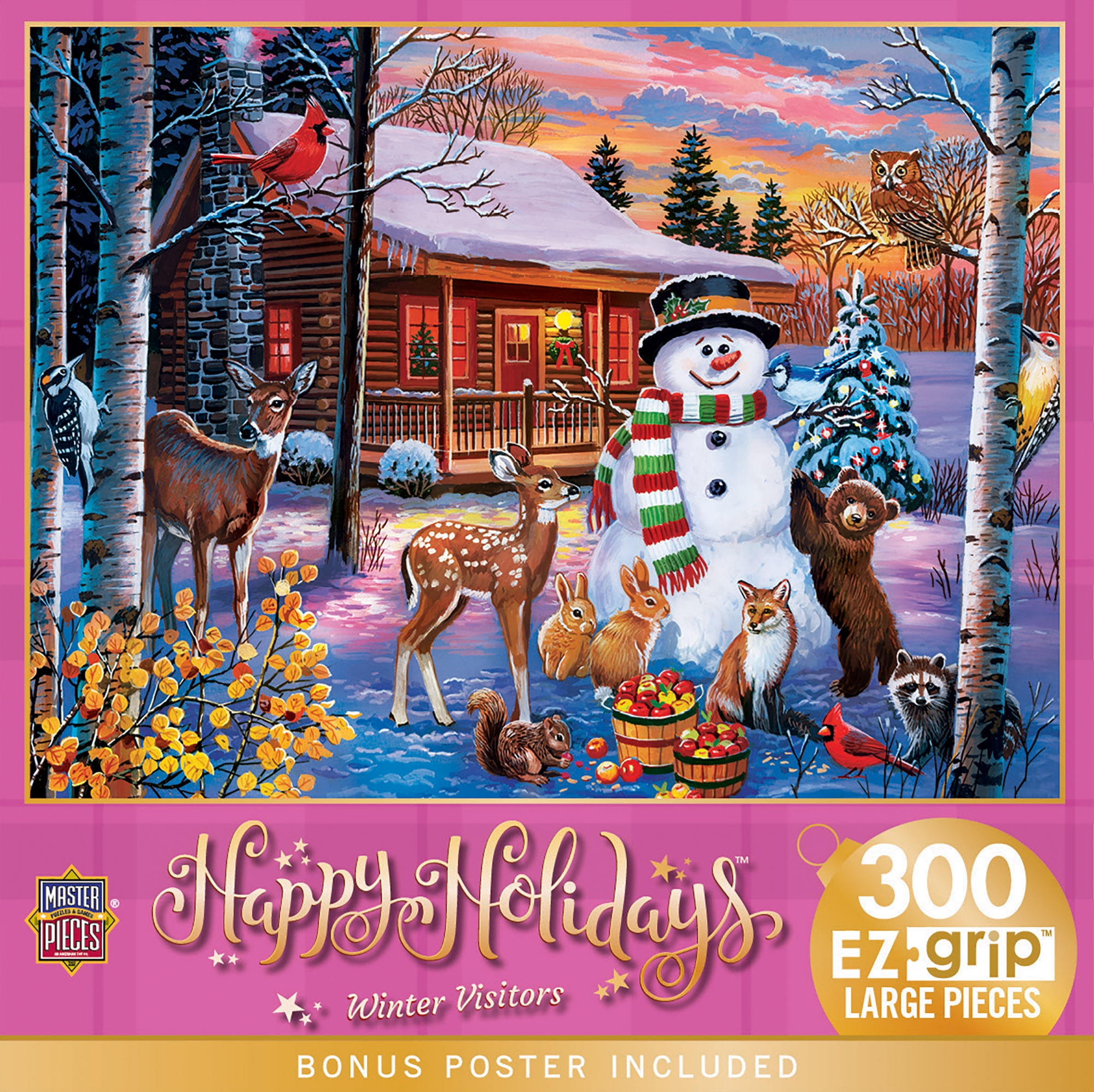 MasterPieces 300pc EZ Grip Christmas Puzzle, Forest Friends, Snowman ...