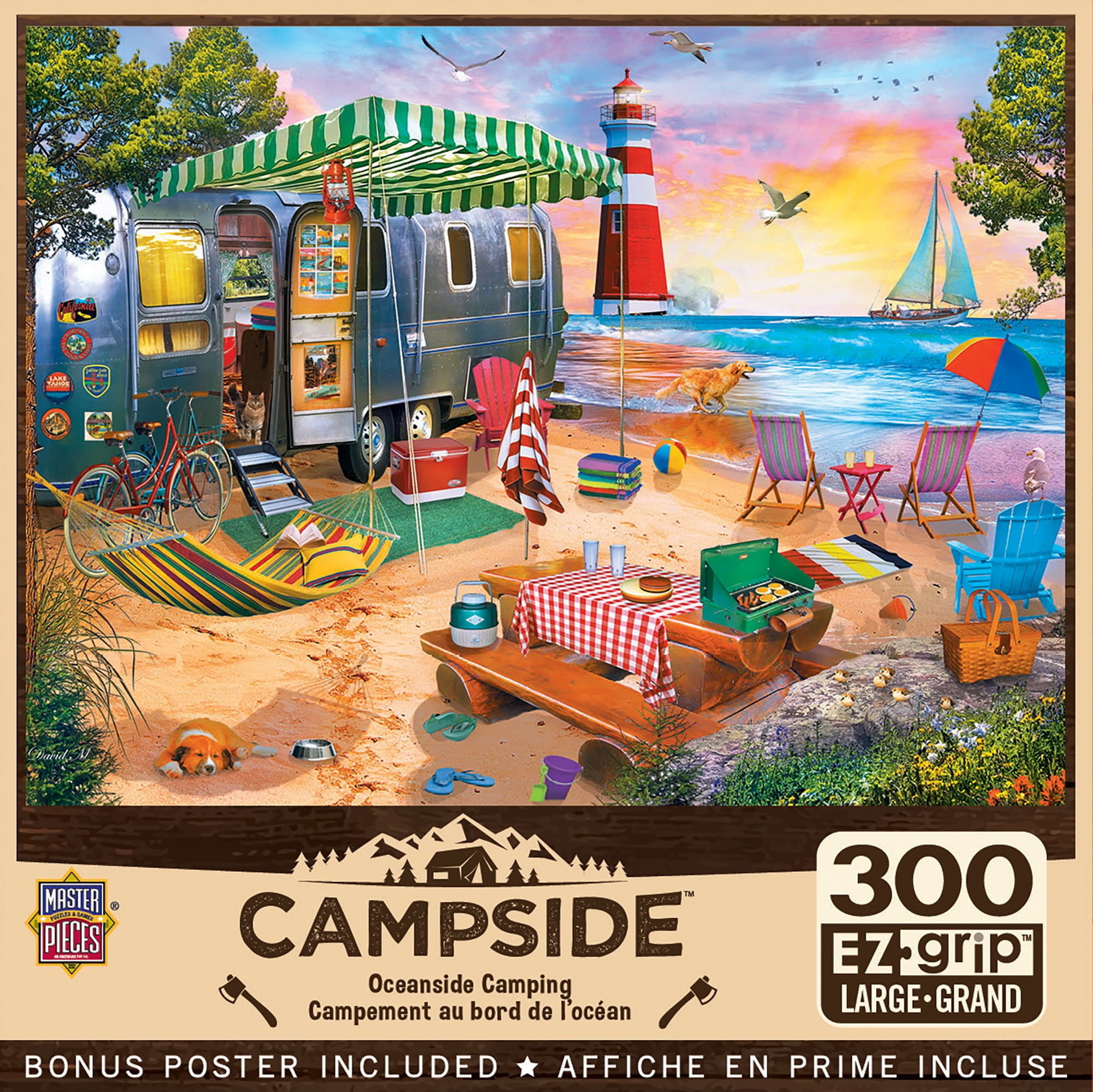 MasterPieces 300 Piece EZ Grip Jigsaw Puzzle - Oceanside Camping - 18 ...