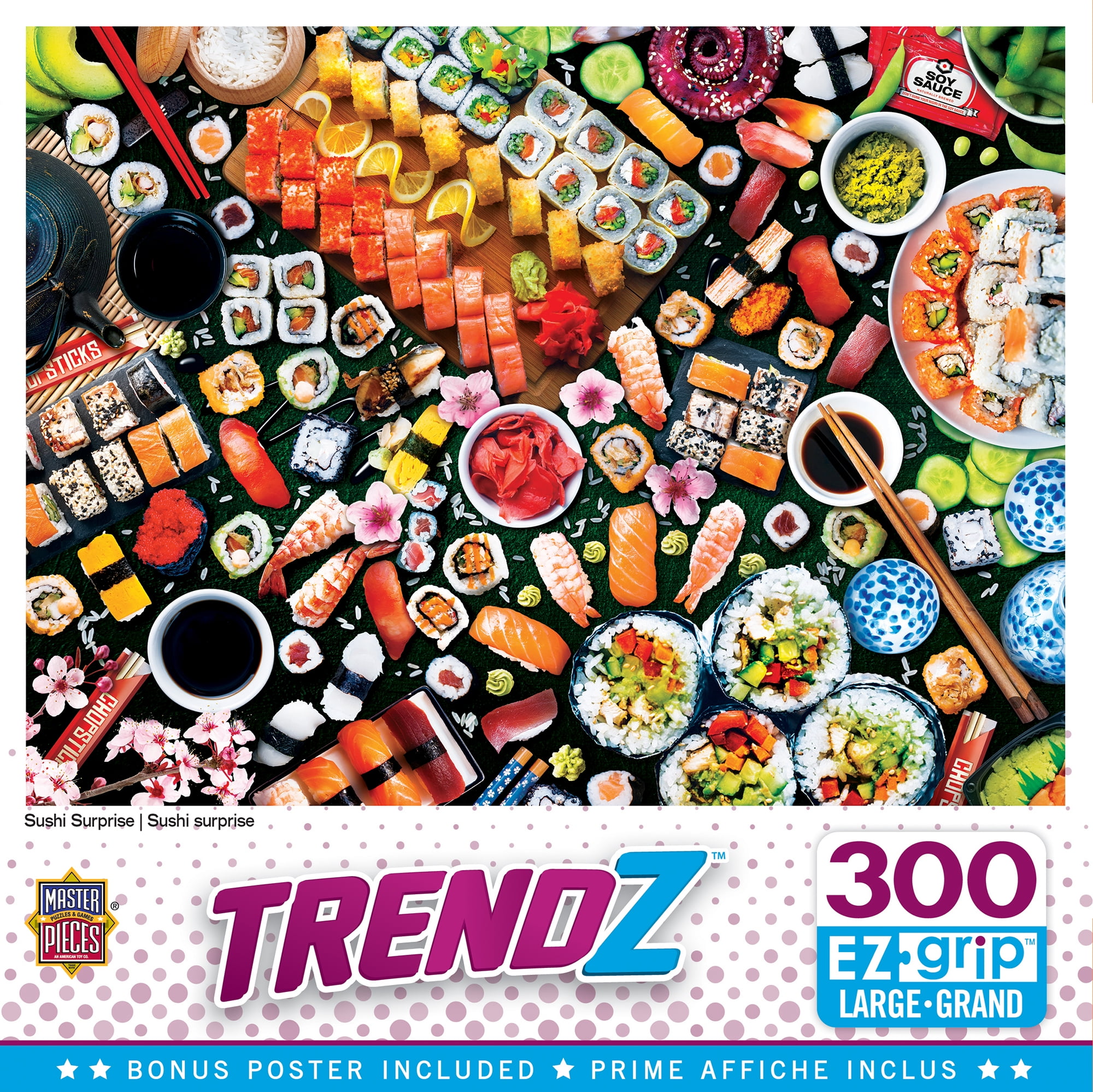 MasterPieces 300 Piece EZ Grip Jigsaw Puzzle - Sushi Surprise - 18"x24 ...
