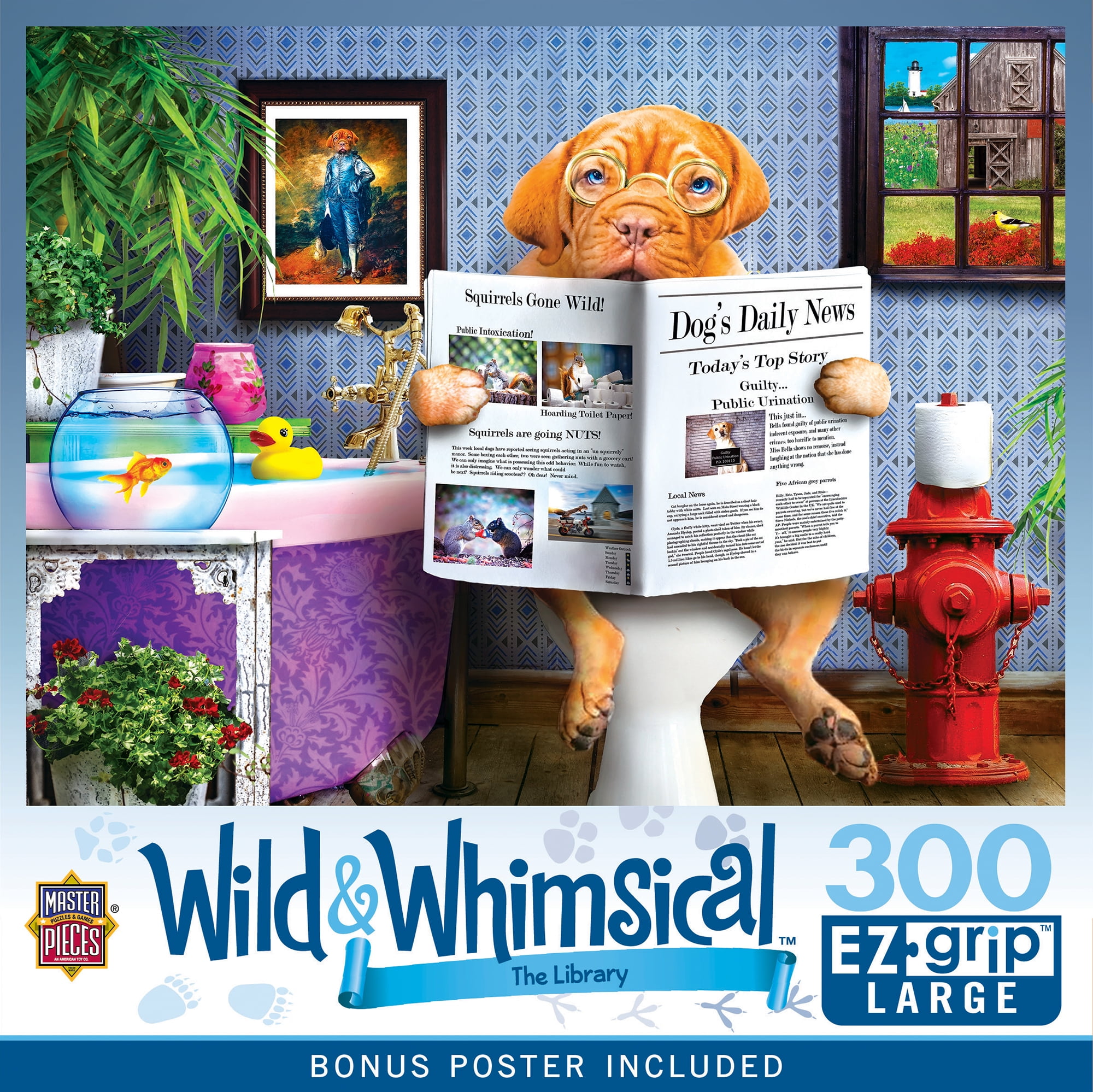 MasterPieces 300 Piece EZ Grip Jigsaw Puzzle, The Library, 18x24 Inches ...