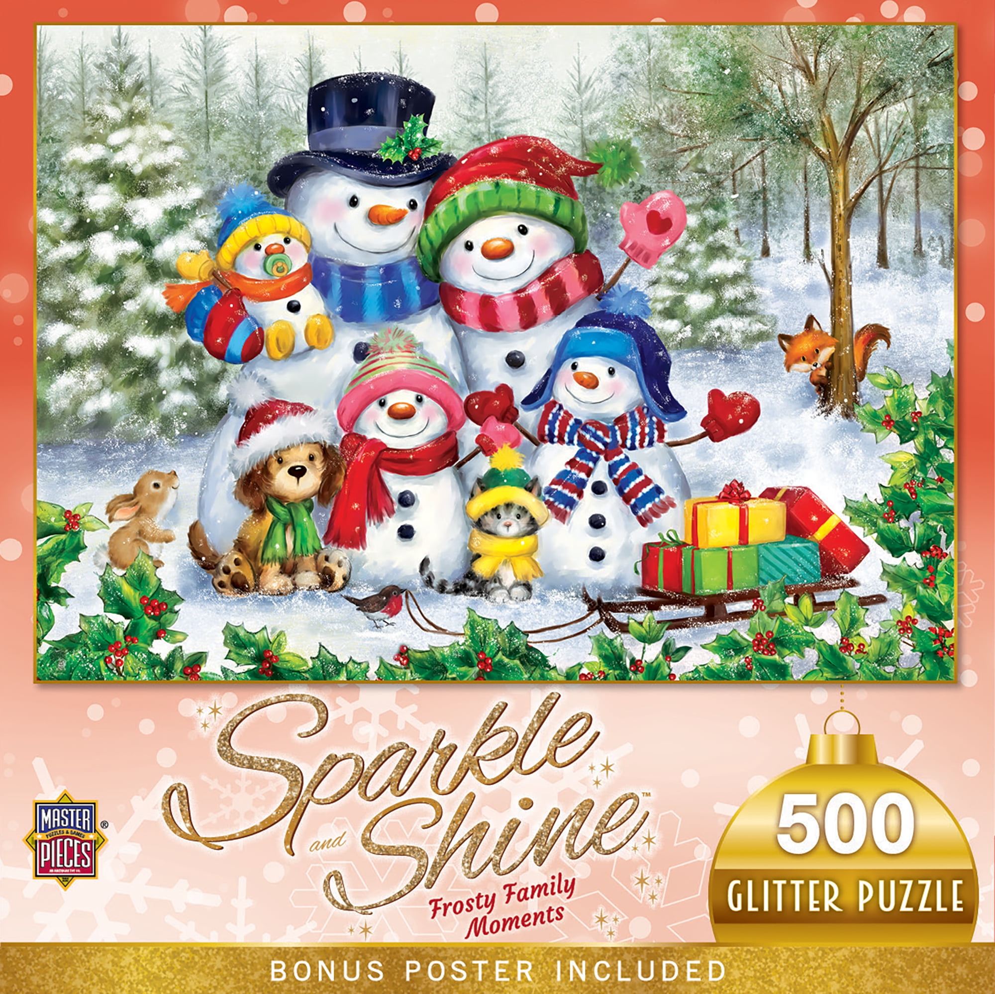 MasterPieces 500 Piece Glitter Christmas Jigsaw Puzzle - Frosty Family ...
