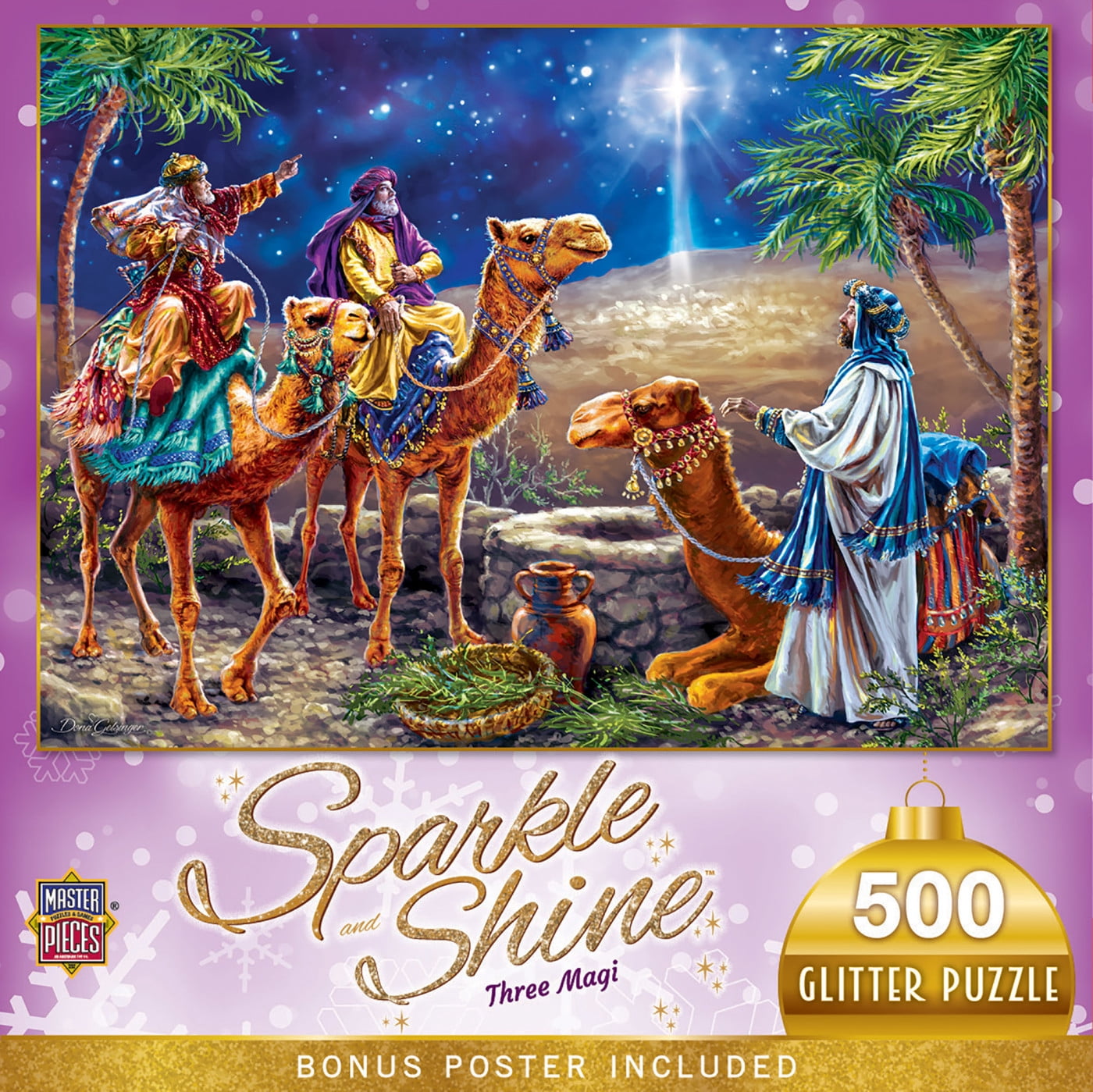 MasterPieces 500 Piece Glitter Christmas Jigsaw Puzzle - Three Magi ...