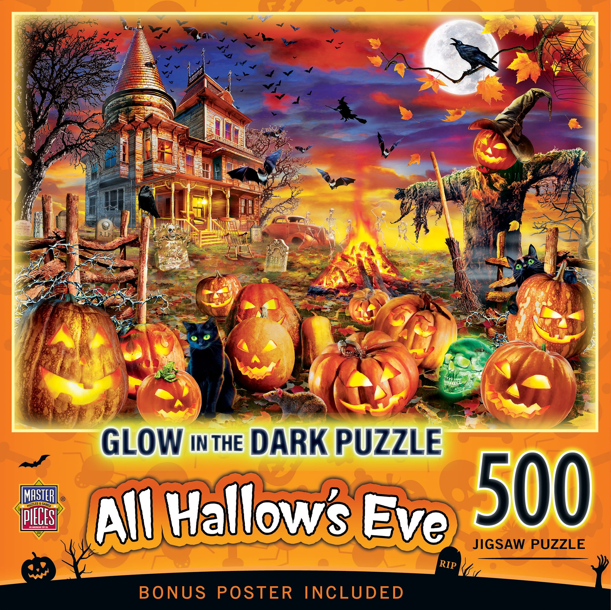 MasterPieces Scary 500 Piece Glow in the Dark Jigsaw Halloween Puzzle ...