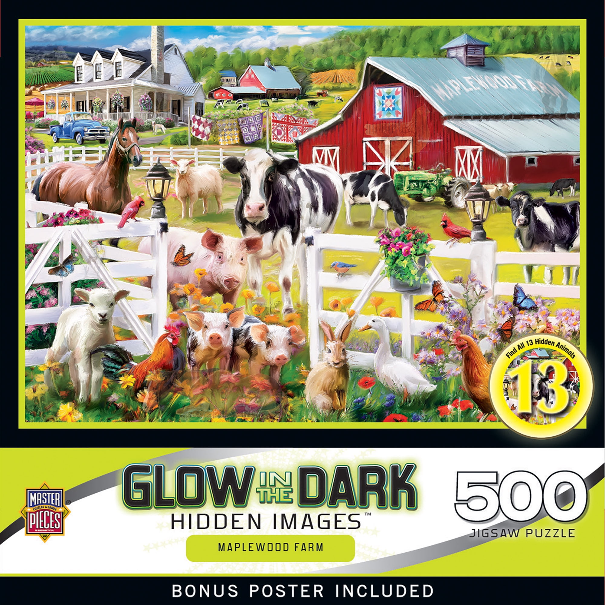 MasterPieces 500 Piece Glow in the Dark Puzzle - Maplewood Farm - 15 ...
