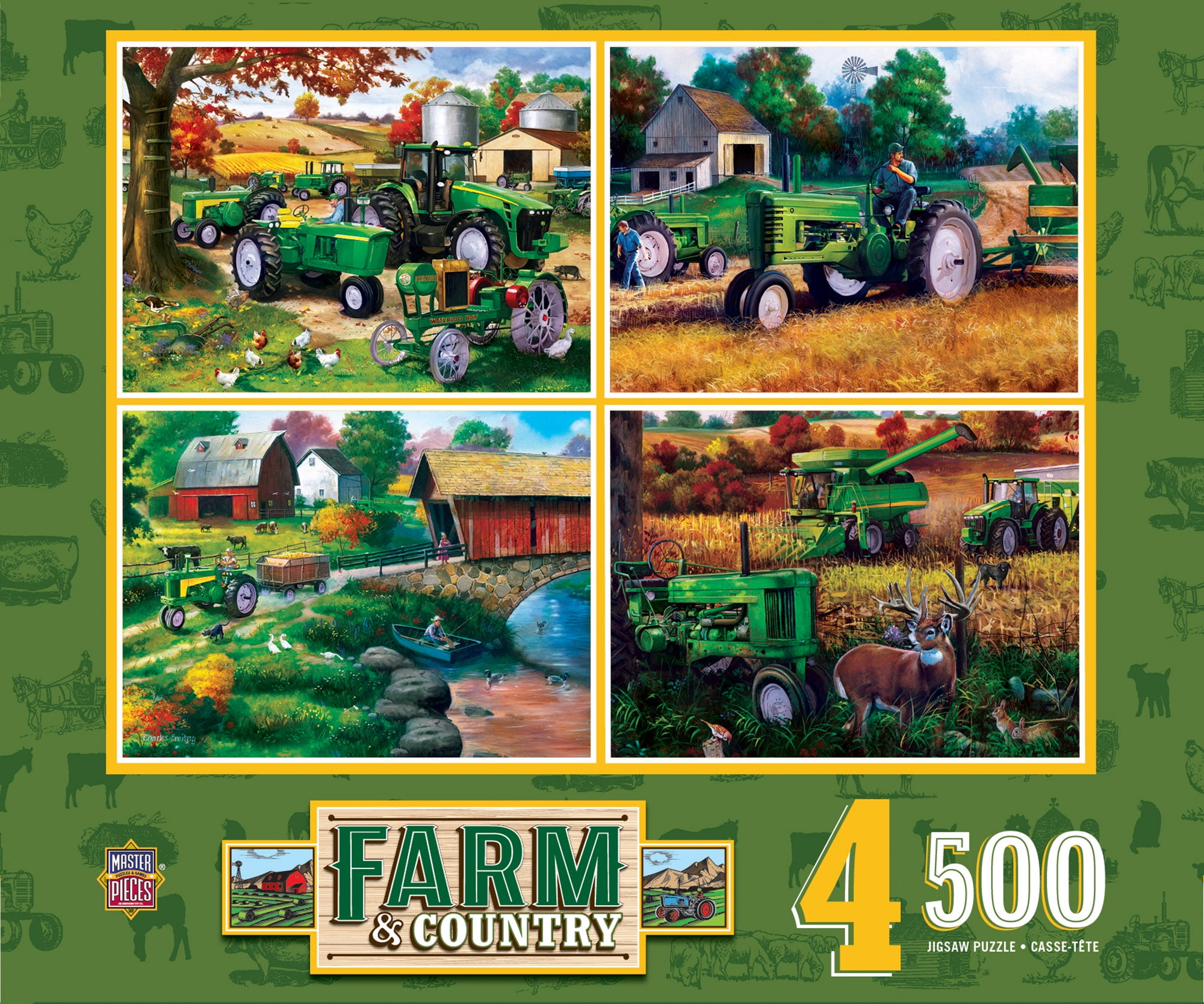 MasterPieces 4-Pack Farm Country 500 Piece Jigsaw Puzzle, 14"x19 ...