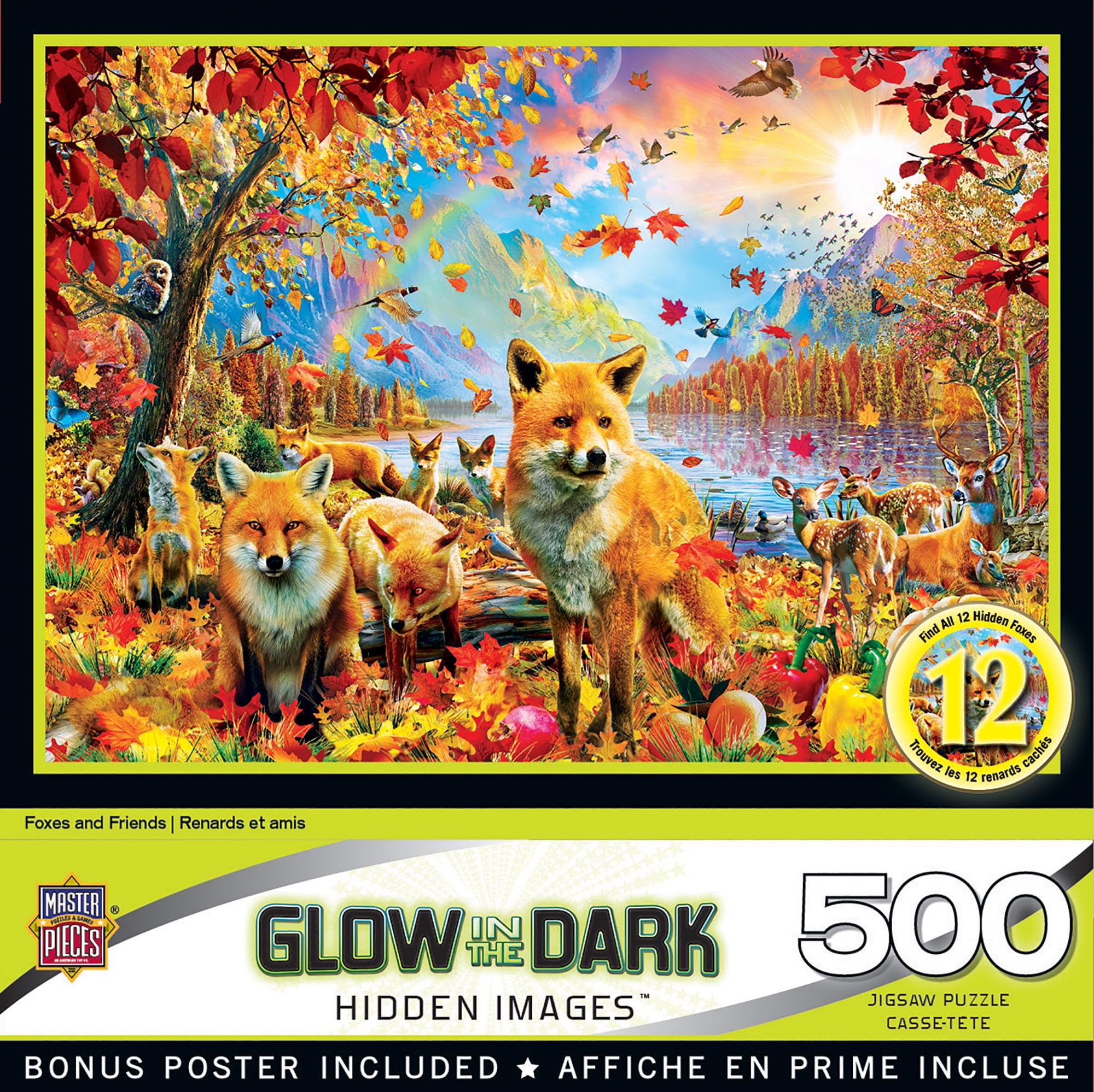 MasterPieces - 500 Piece Jigsaw Puzzle, Glows in The Dark, Hidden ...