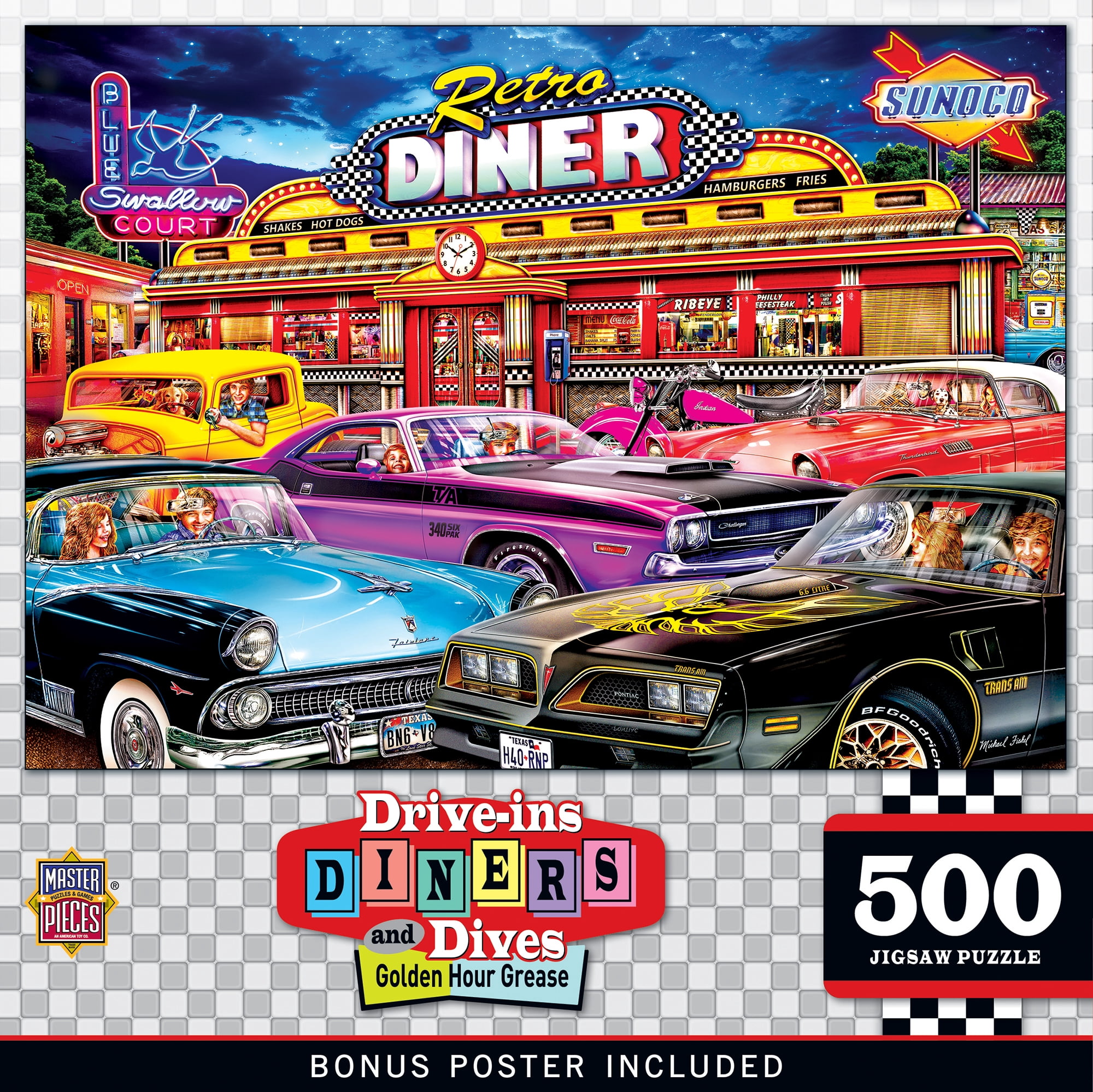 MasterPieces 500 Piece Jigsaw Puzzle - Golden Hour Grease - Drive-Ins ...