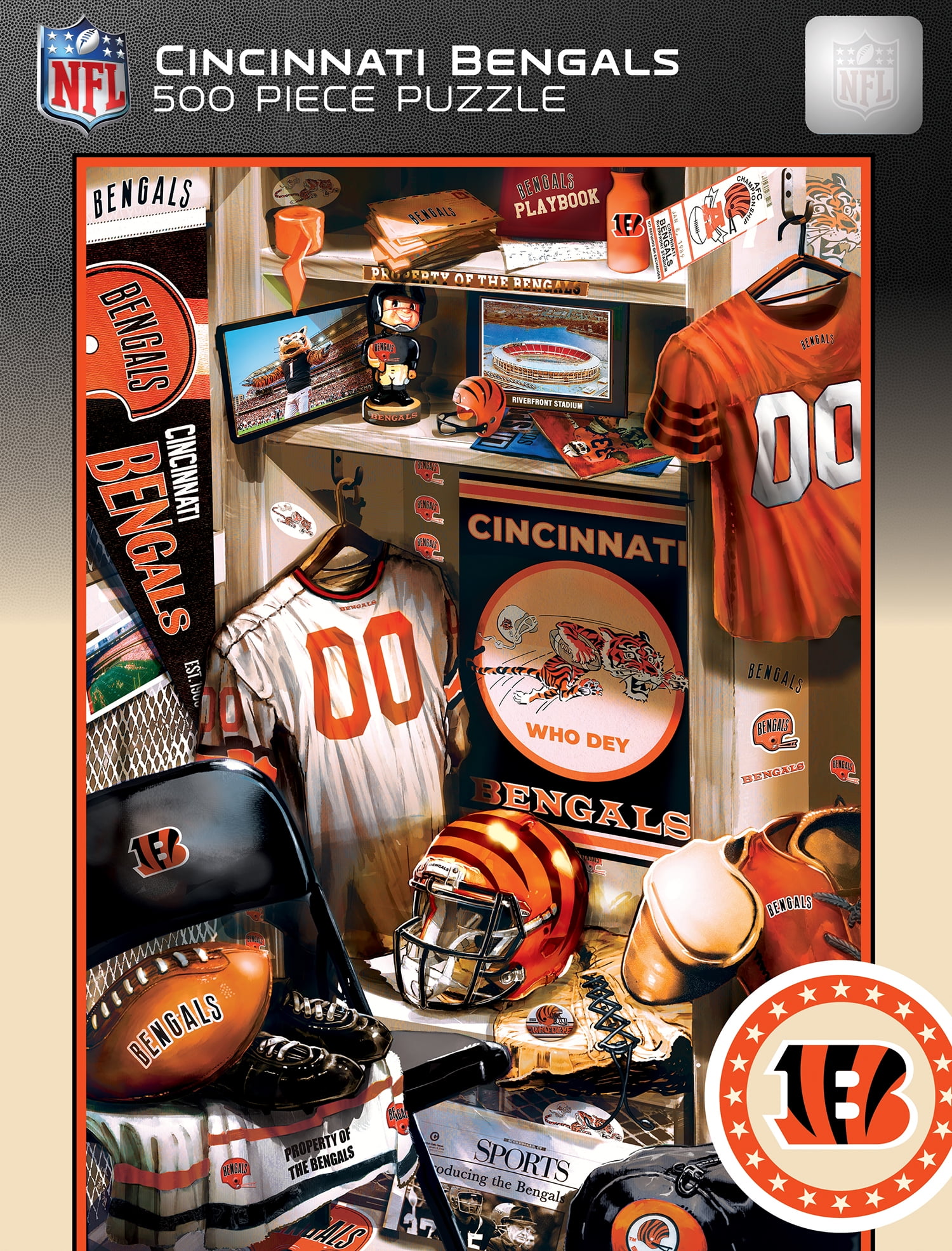 MasterPieces 500 Piece Puzzle - Cincinnati Bengals Locker Room - 15"x21 ...
