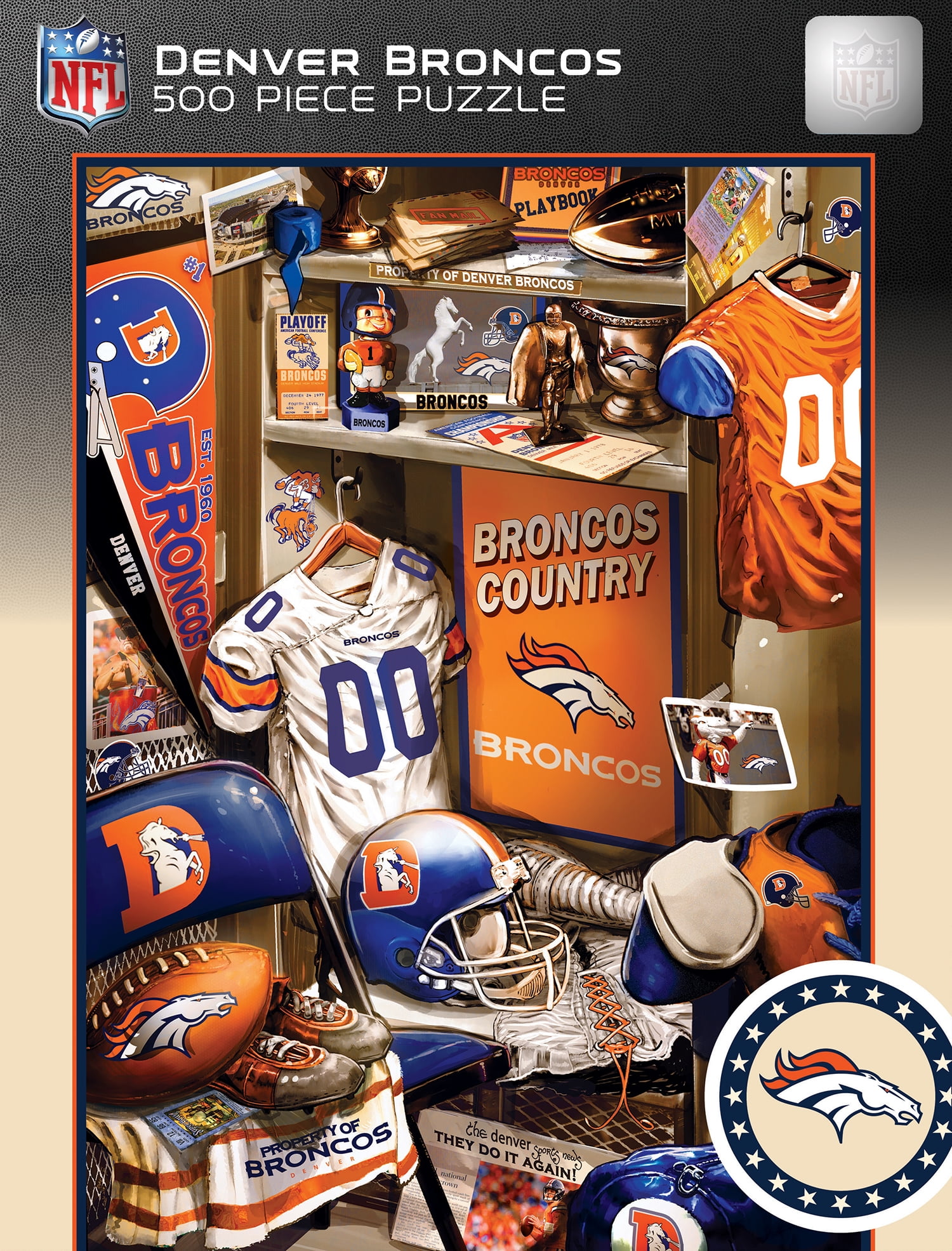MasterPieces 500 Piece Puzzle - Denver Broncos Locker Room - 15"x21 ...