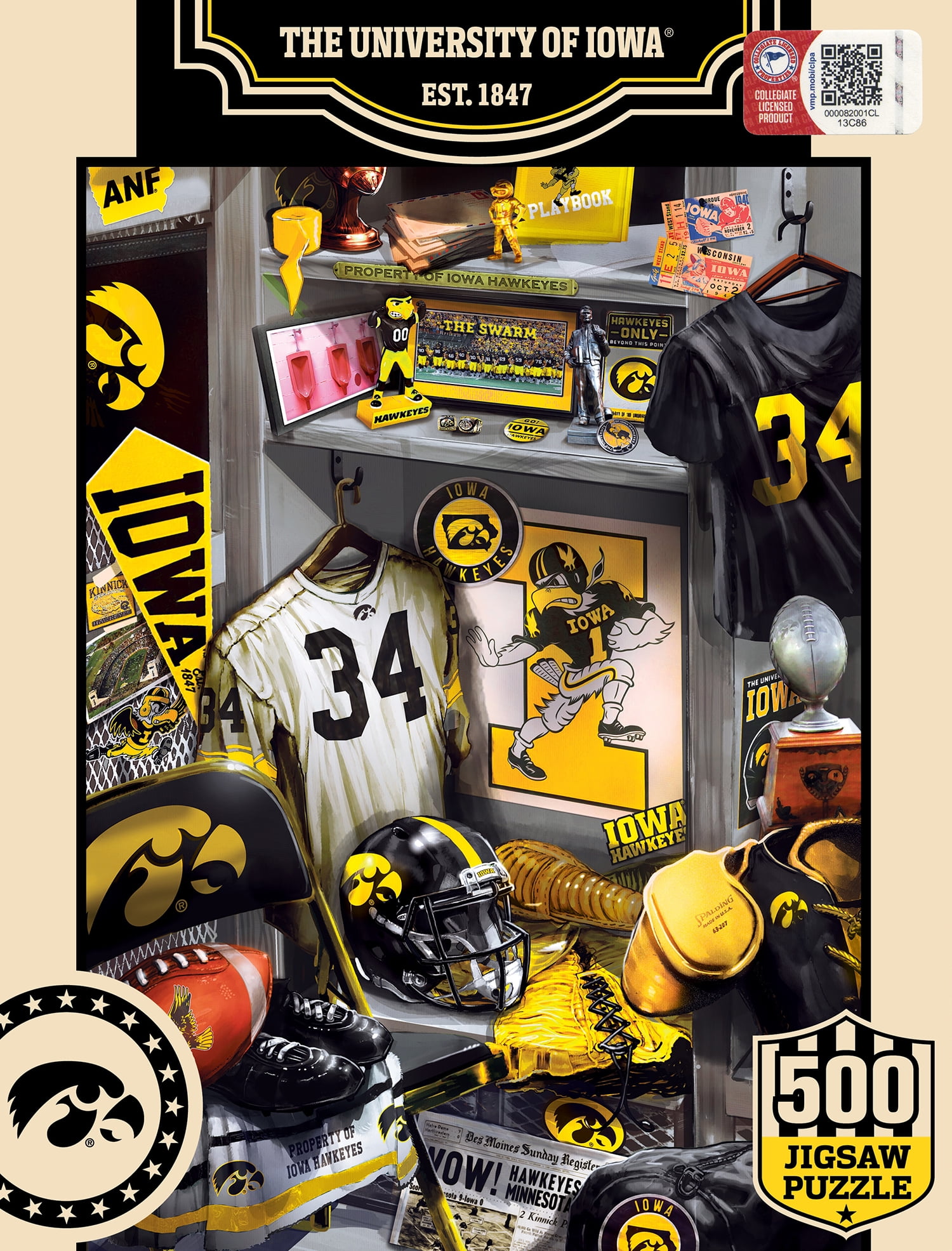 MasterPieces 500 Piece Puzzle - Iowa Hawkeyes Locker Room - 15"x21 ...