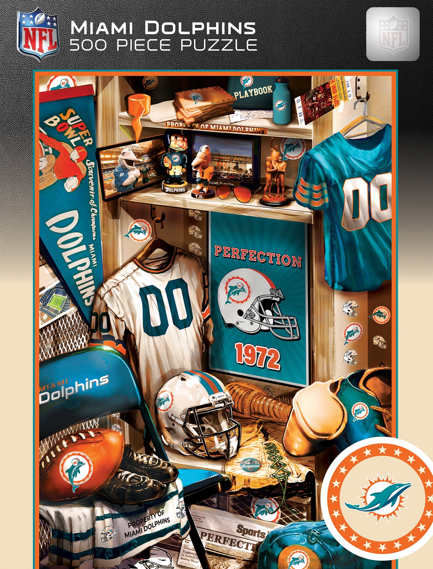 MasterPieces 500 Piece Puzzle - Miami Dolphins Locker Room - 15"x21 ...