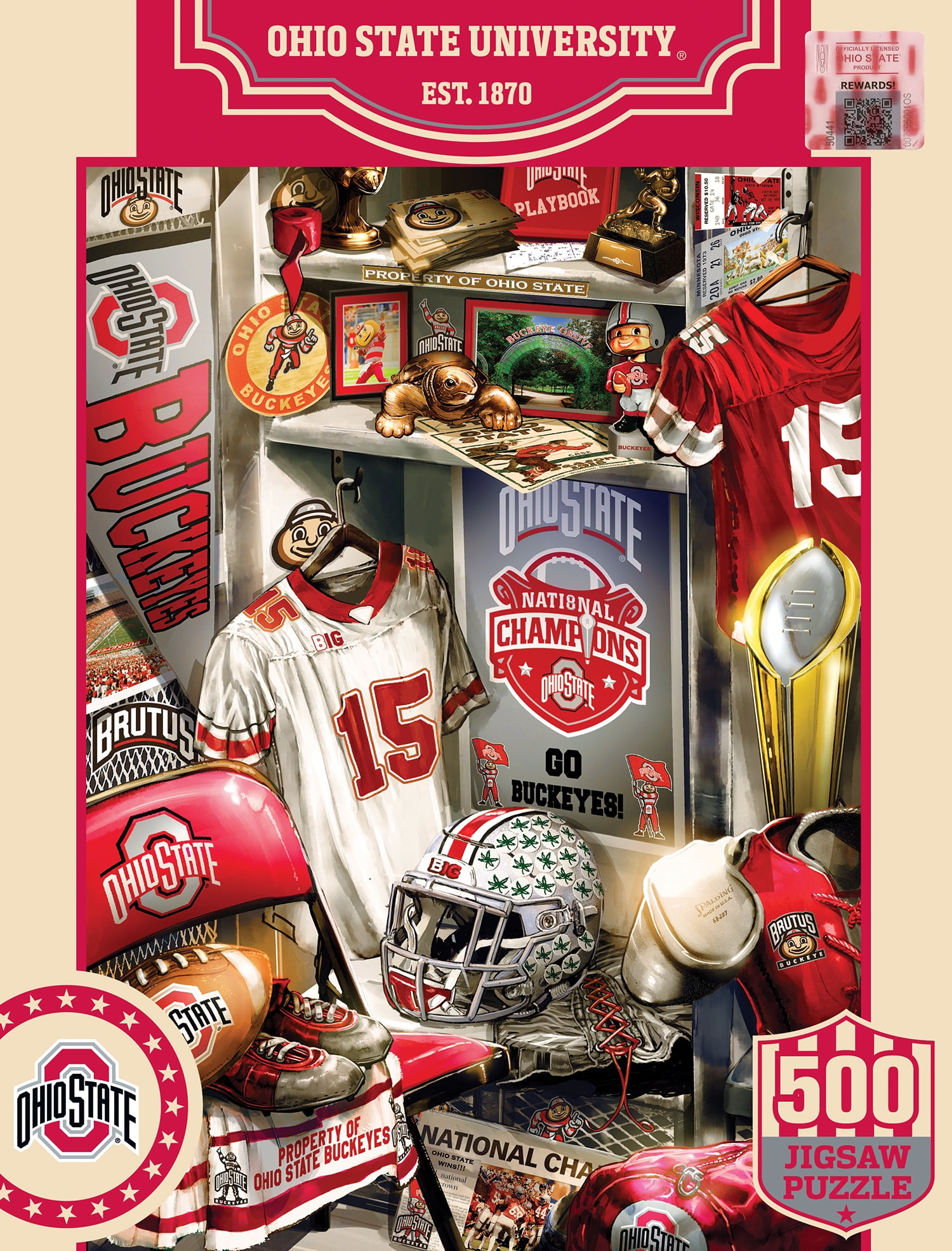 MasterPieces 500 Piece Puzzle - Ohio State Buckeyes Locker Room - 15 ...