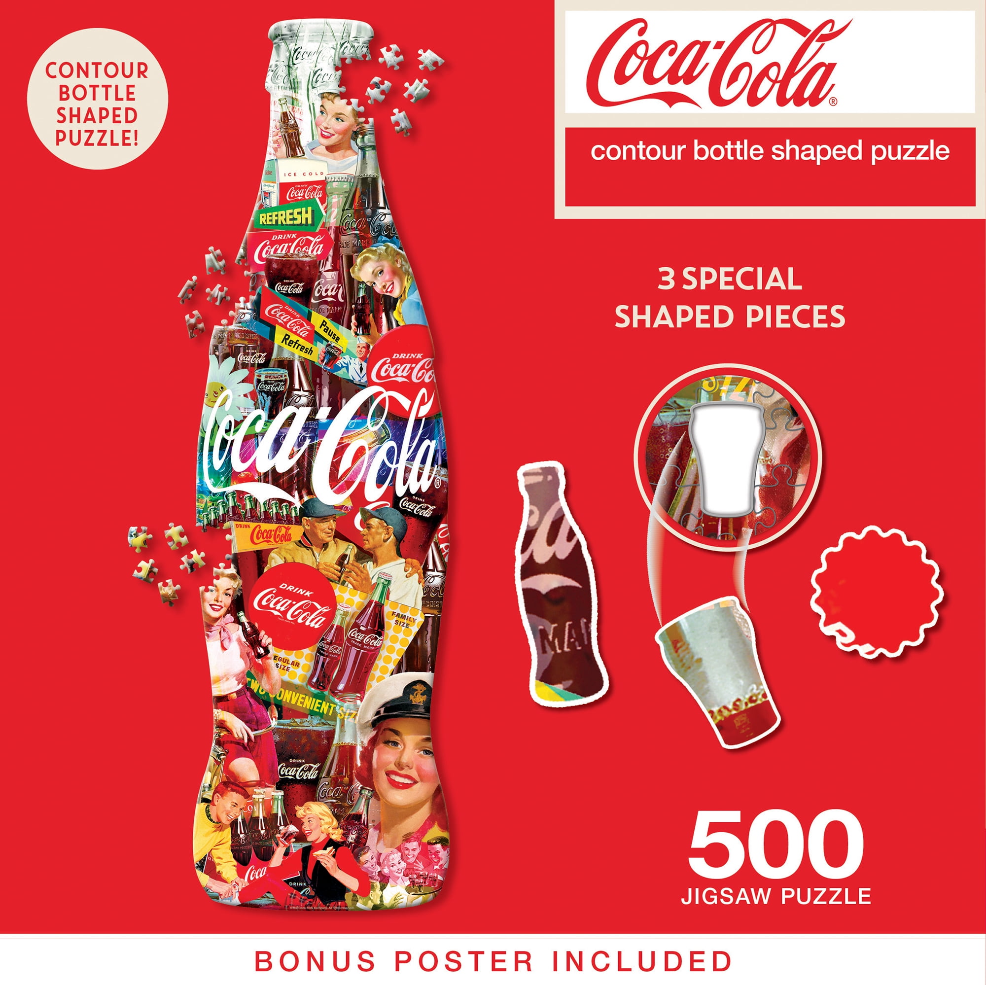 MasterPieces 500 Piece Shaped Jigsaw Puzzle - Coca-Cola Bottle - 9.92 ...