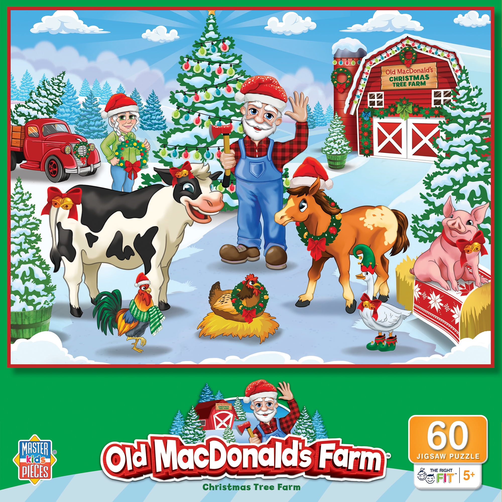 MasterPieces 60 Piece Jigsaw Puzzle - Old MacDonald's Christmas Tree ...