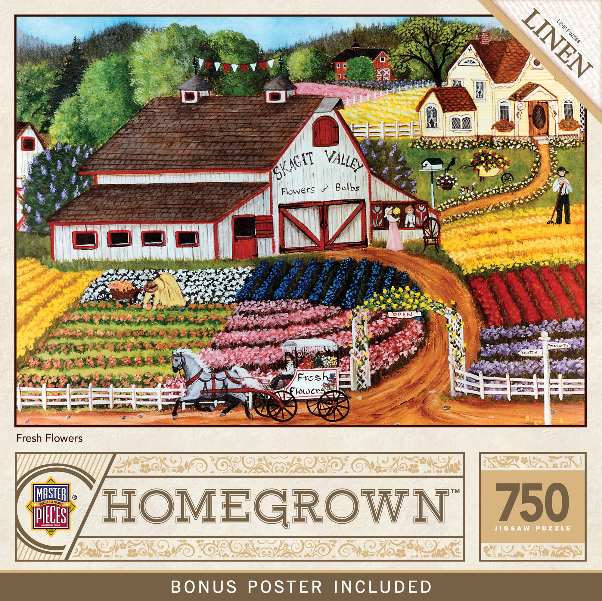 MasterPieces, Jigsaw Puzzle, 750 Piece, Fresh Flowers, Linen Finish ...