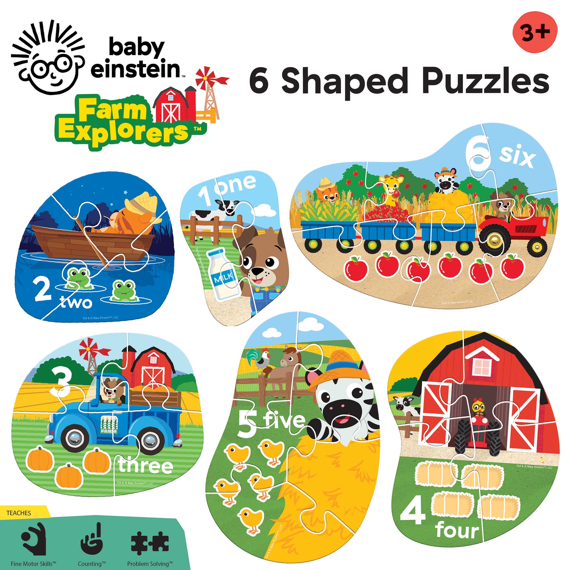 MasterPieces Baby Einstein - Farm Explorers 6-Pack Mini Shaped Puzzles ...