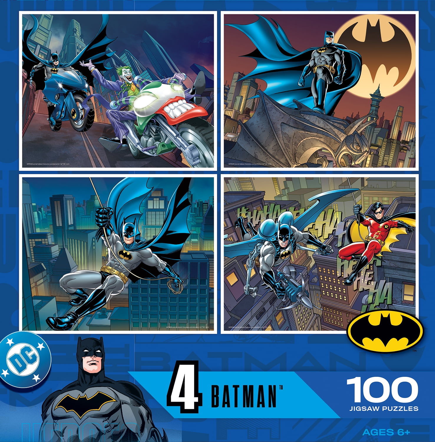 MasterPieces Batman 4-Pack 100 Piece Jigsaw Puzzles for Kids - Walmart.com