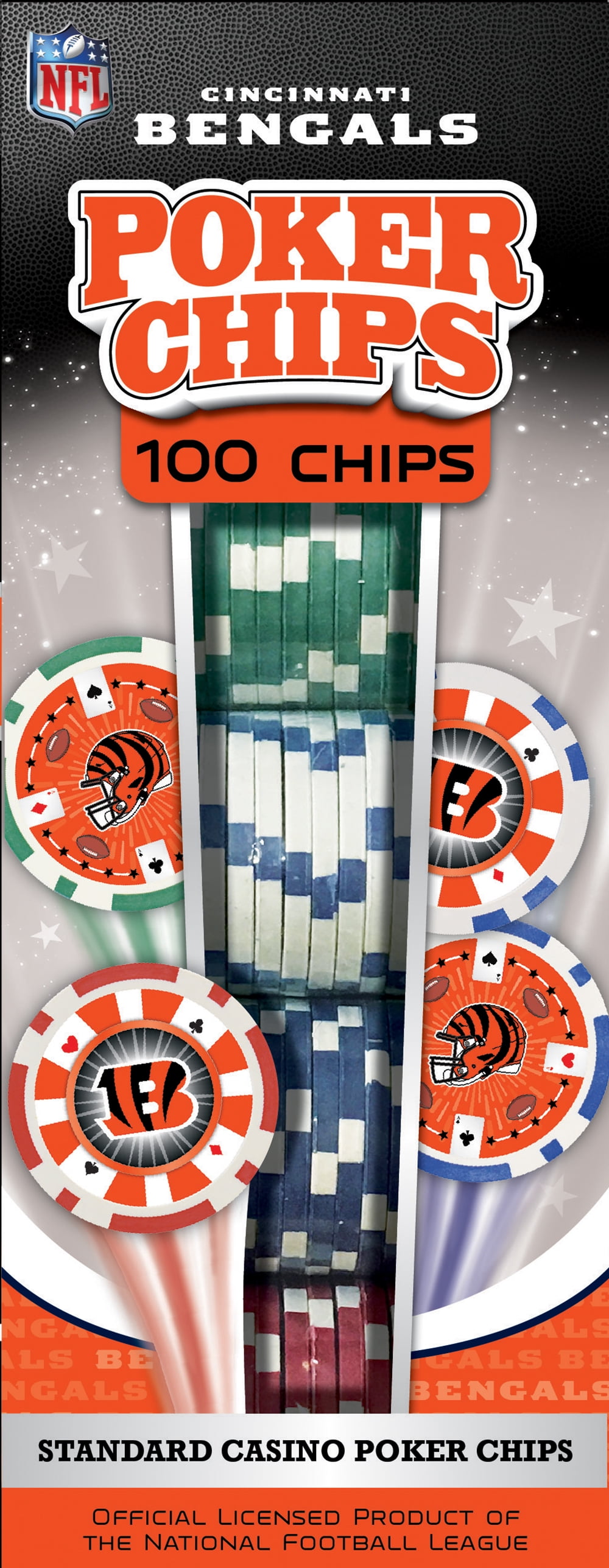 MasterPieces Casino Style 100 Piece Poker Chip Set - NFL Cincinnati ...