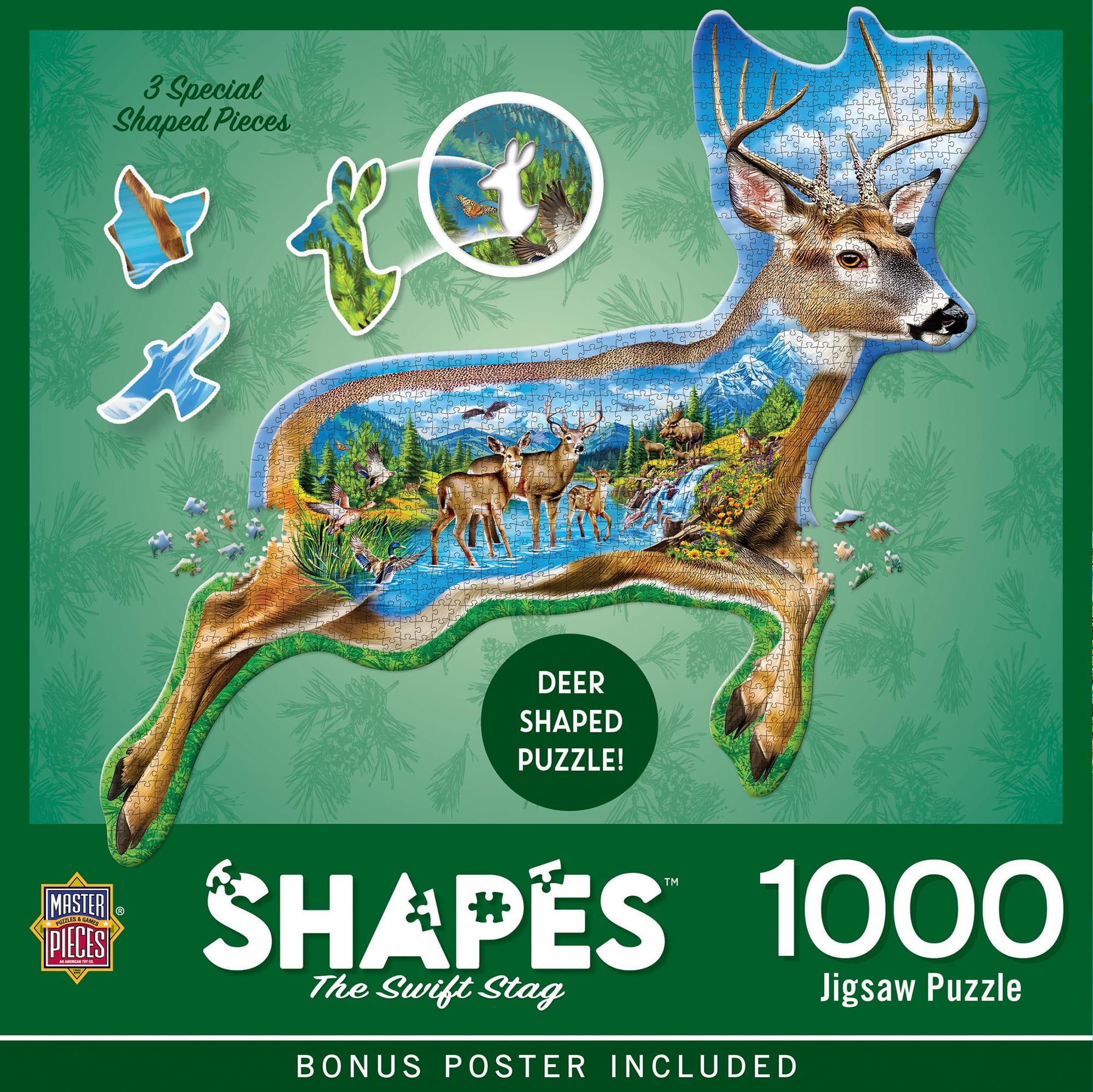 MasterPieces Contours The Swift Stag 1000 Piece Shaped Jigsaw Puzzle ...