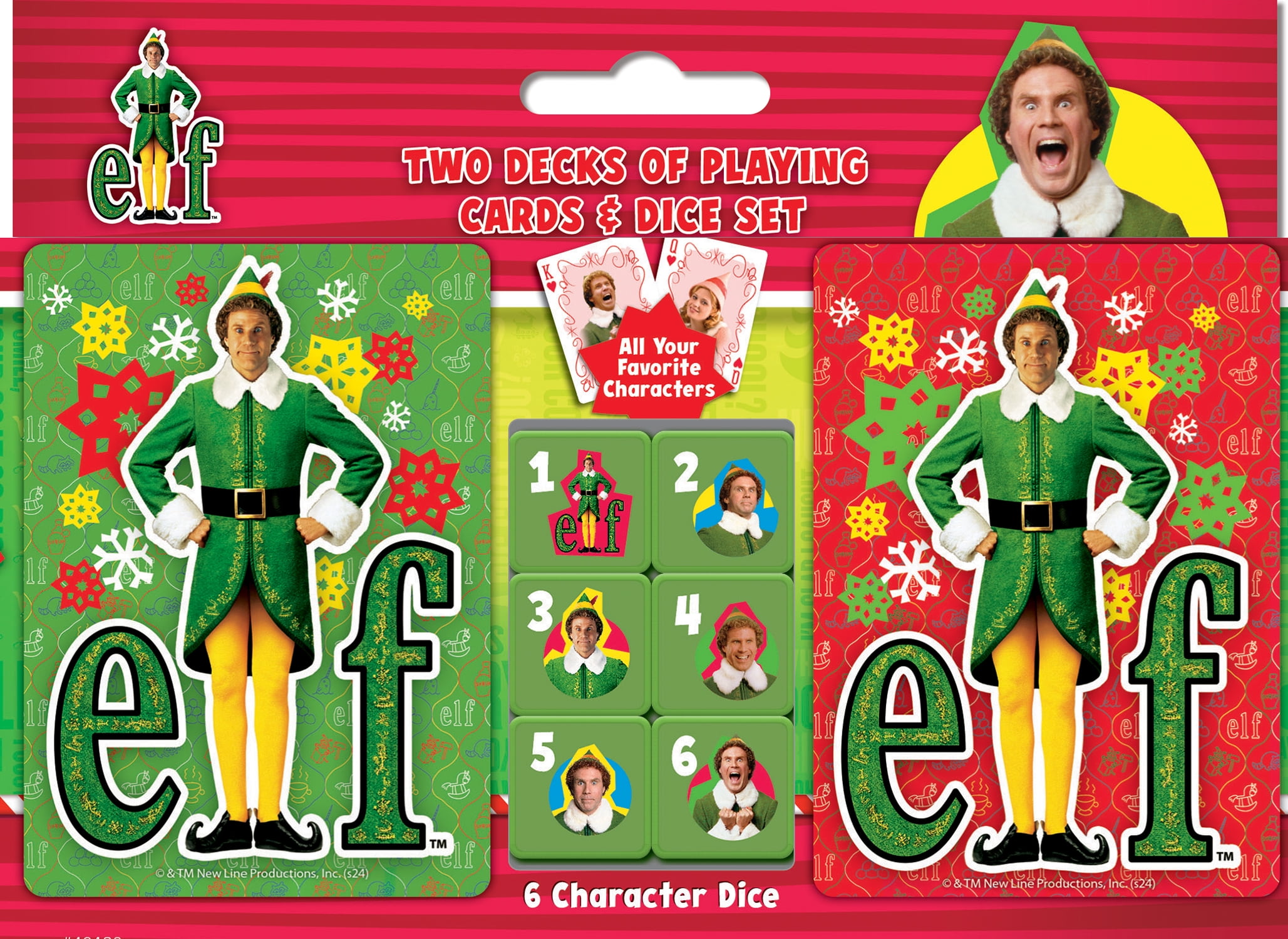 MasterPieces Elf 2-pack Playing Cards & Dice Set for Kids and Families ...