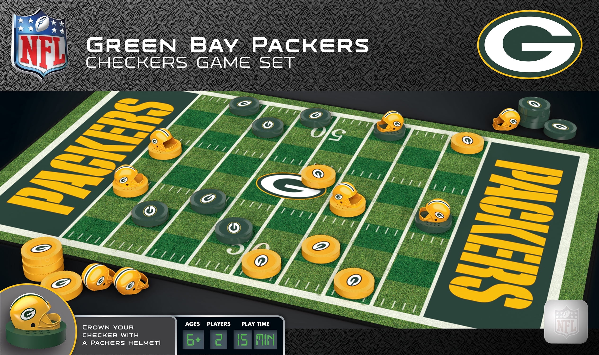 NFL Green Bay Packers Checkers Board Game by MasterPieces, Ages 6 ...