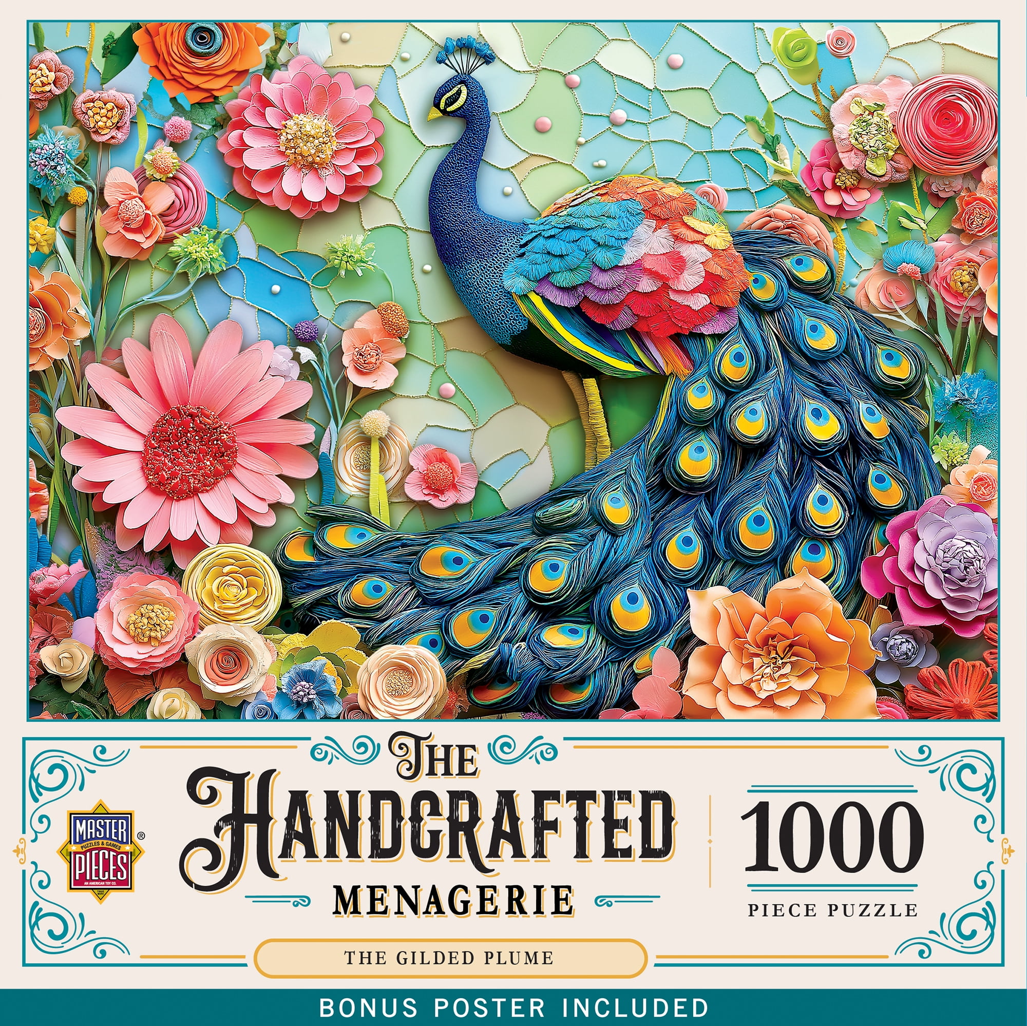 MasterPieces Handcrafted Menagerie - The Gilded Plume 1000 Piece Jigsaw ...