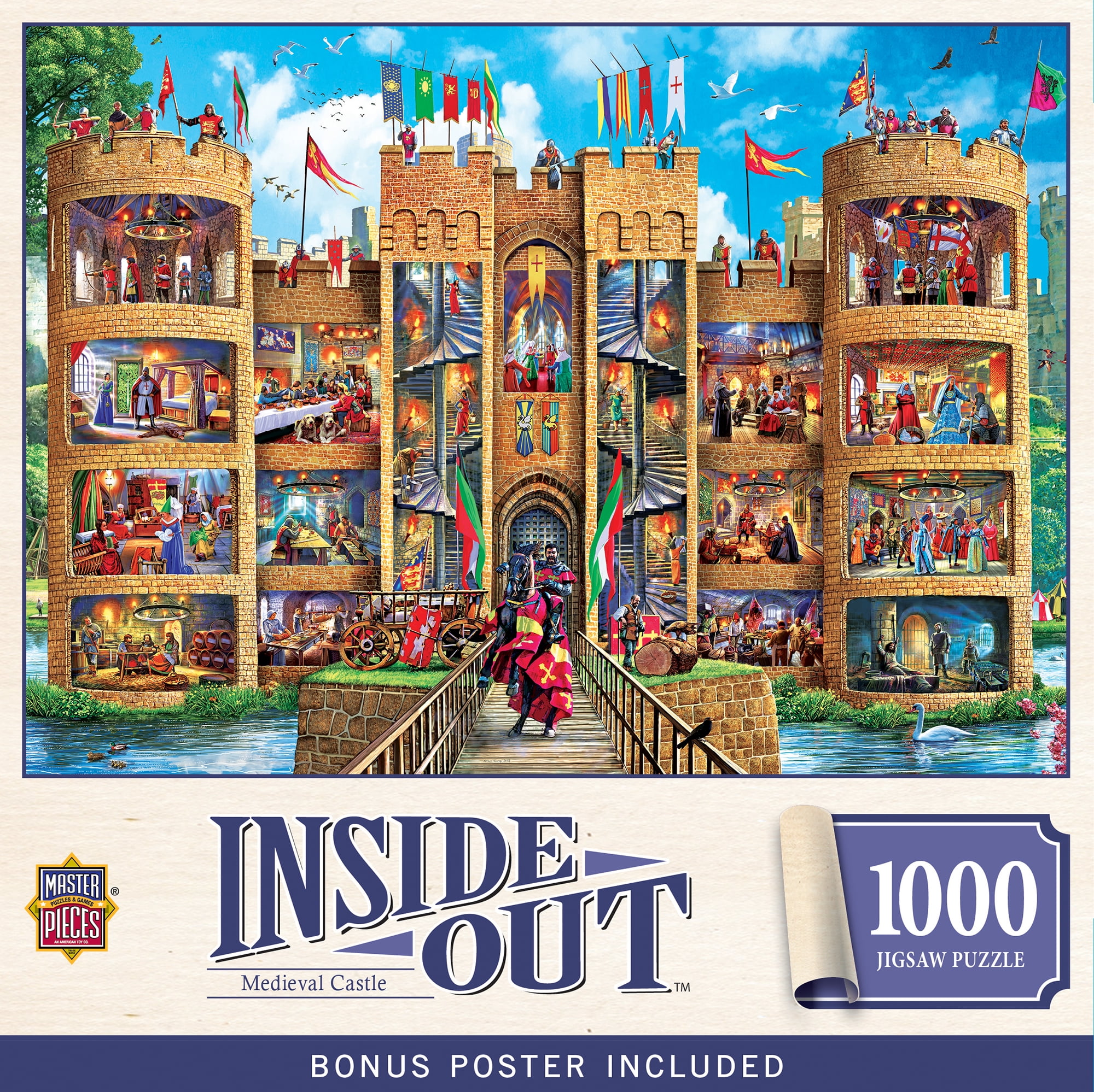 MasterPieces Inside Out Medieval Castle 1000 Piece Jigsaw Puzzle for ...
