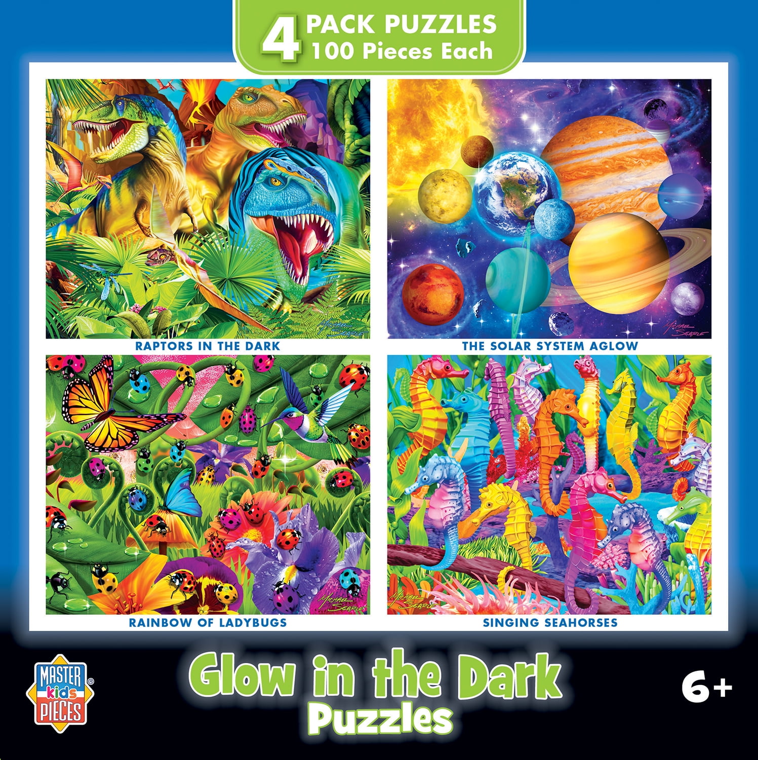 MasterPieces Multipack Kids Jigsaw Puzzle Set - Blue Glow 4-Pack 100 ...