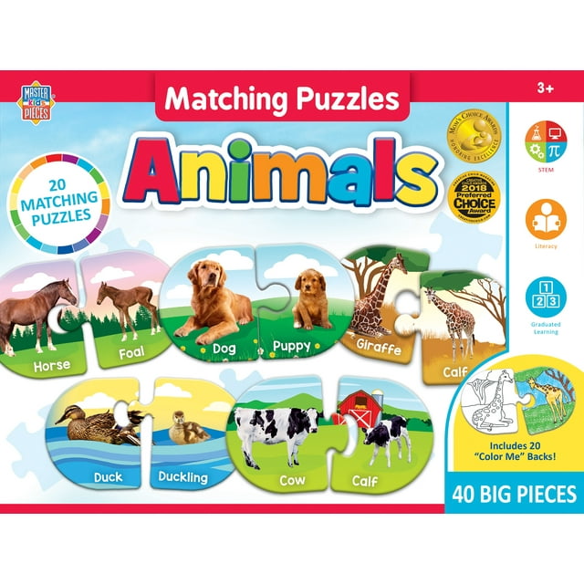MasterPieces Kids Games - Educational Animals Matching Puzzle Matching ...
