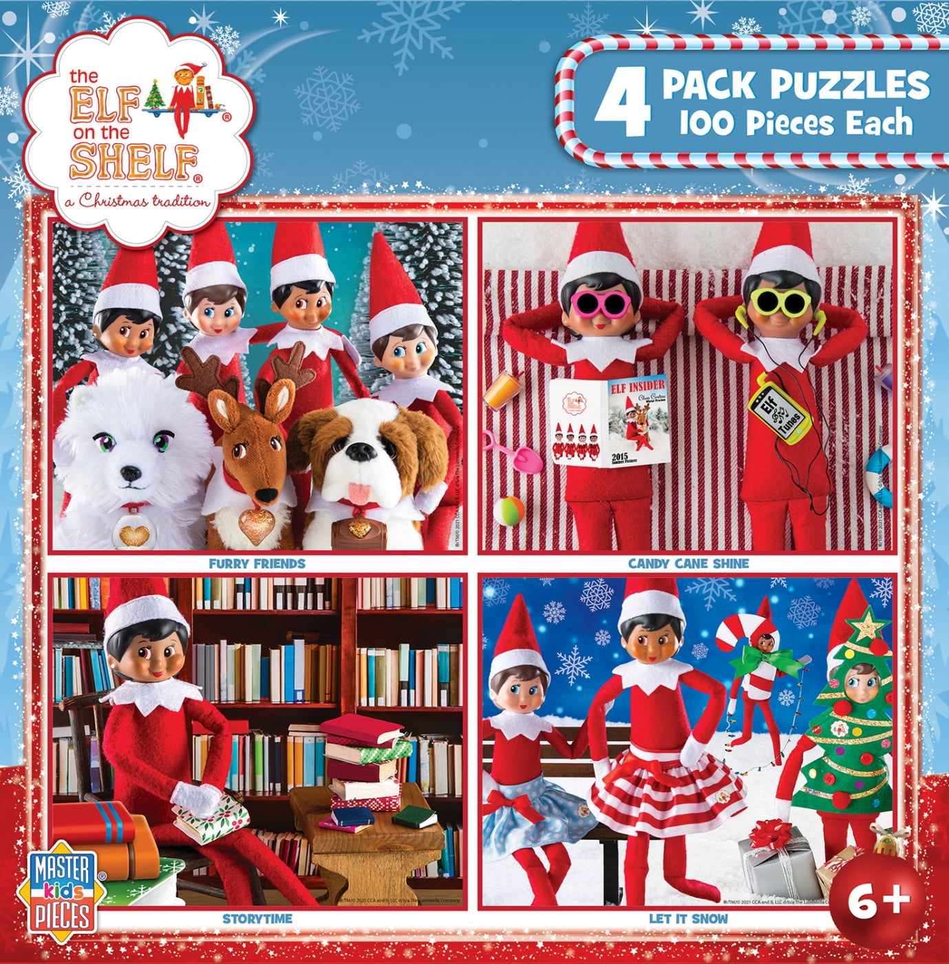 MasterPieces Kids Jigsaw Puzzle Set - Elf on the Shelf 4-Pack 100 ...