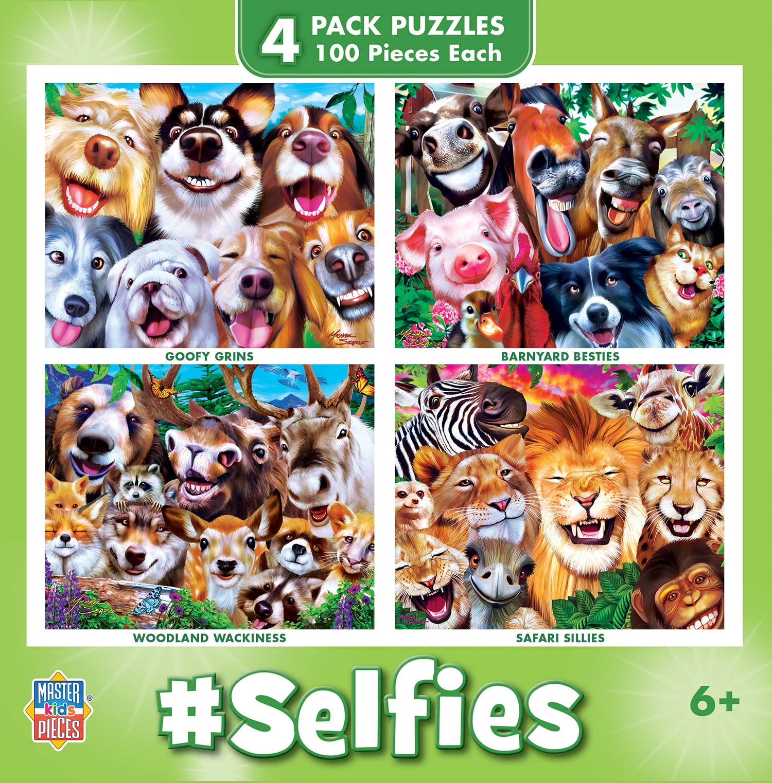 MasterPieces Kids Multipack Puzzle Set - Selfies 4-Pack 100 Piece ...