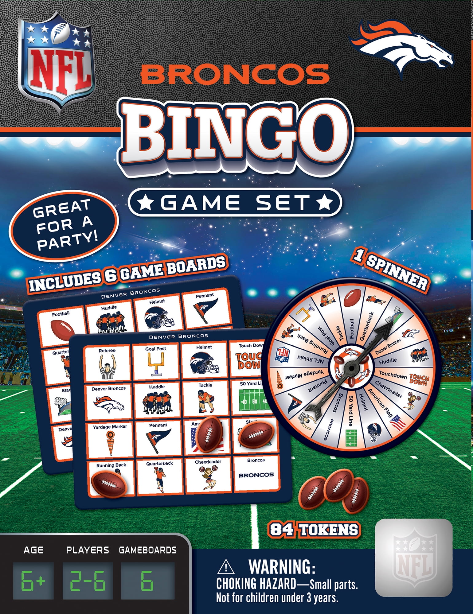 MasterPieces Officially Licensed NFL Denver Broncos Bingo Game ...