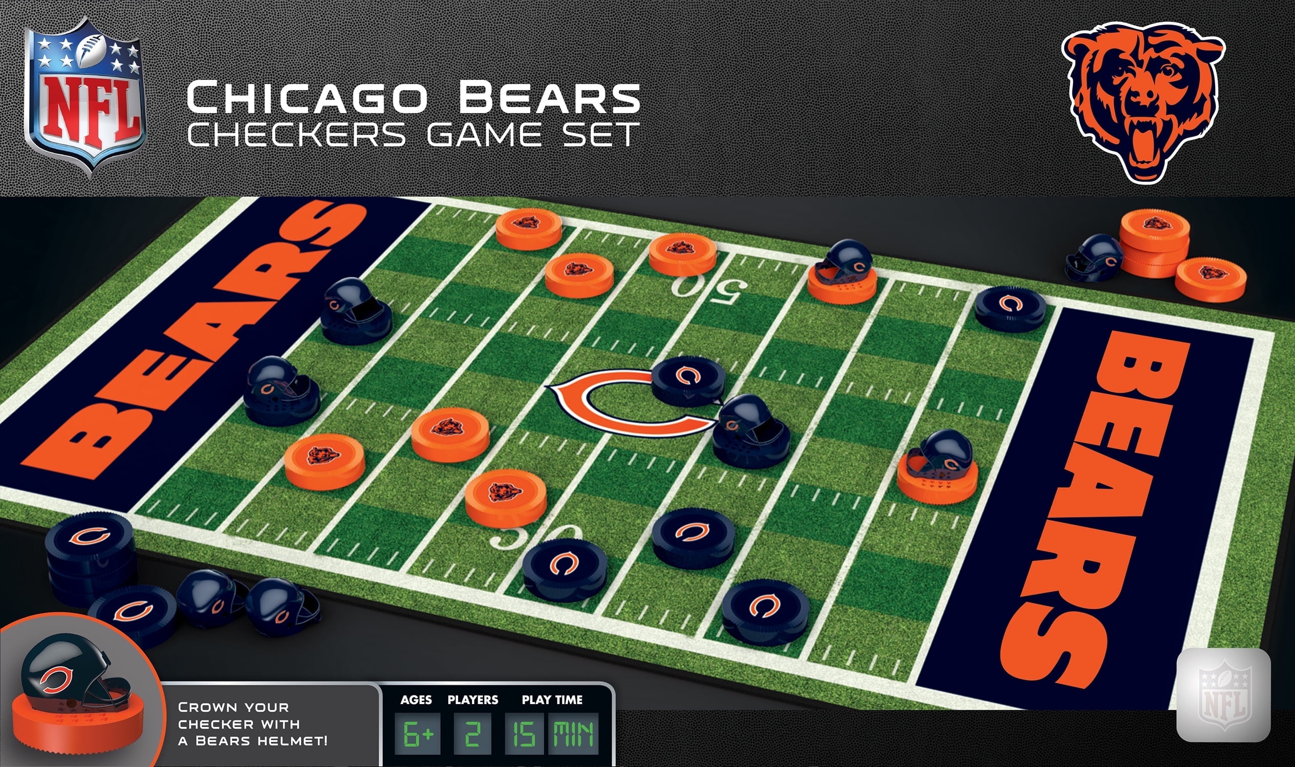MasterPieces - NFL Checkers, Officially Licensed Chicago Bears Football Board Game for 2 Players ...