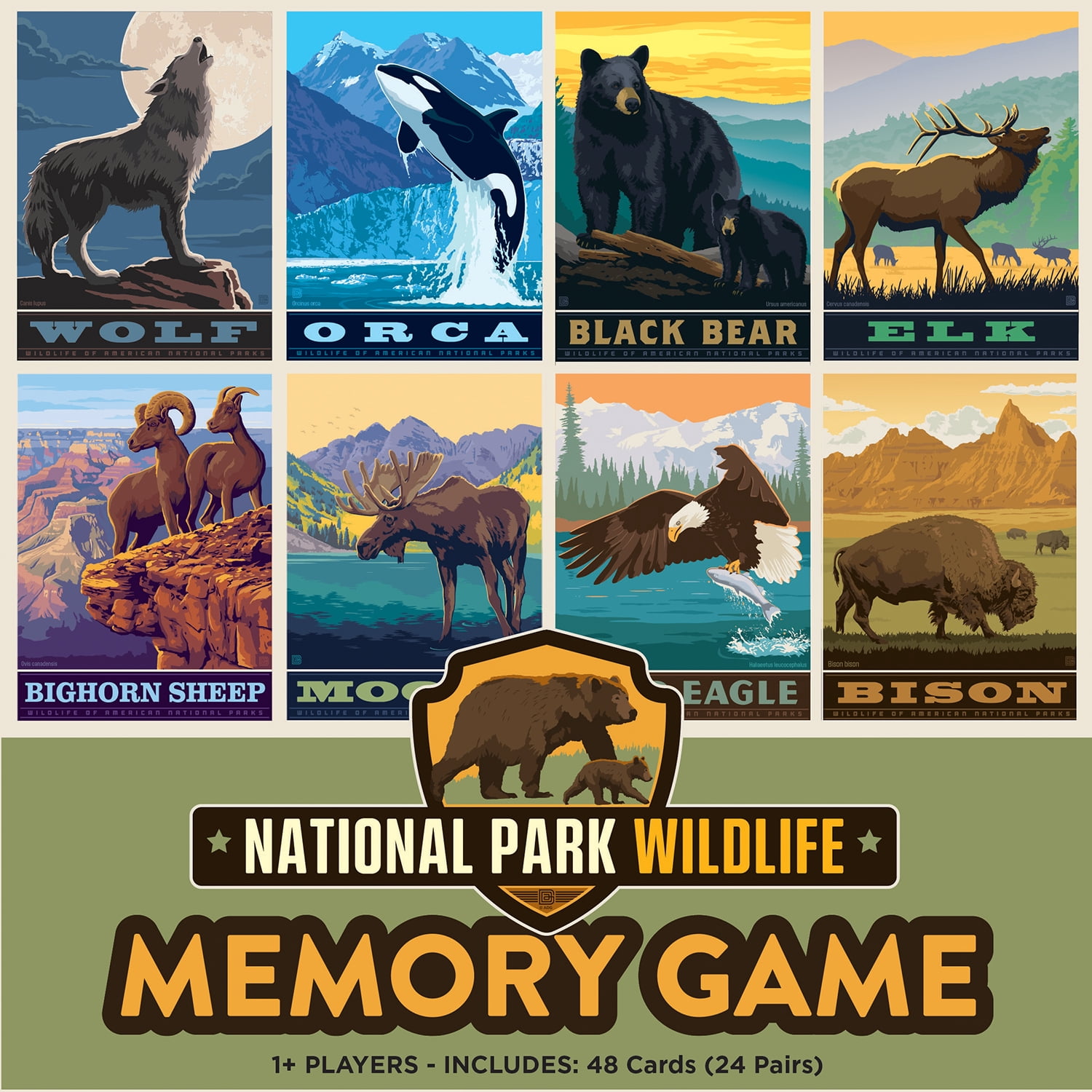 MasterPieces National Parks Wildlife Memory Matching Game for Adult ...