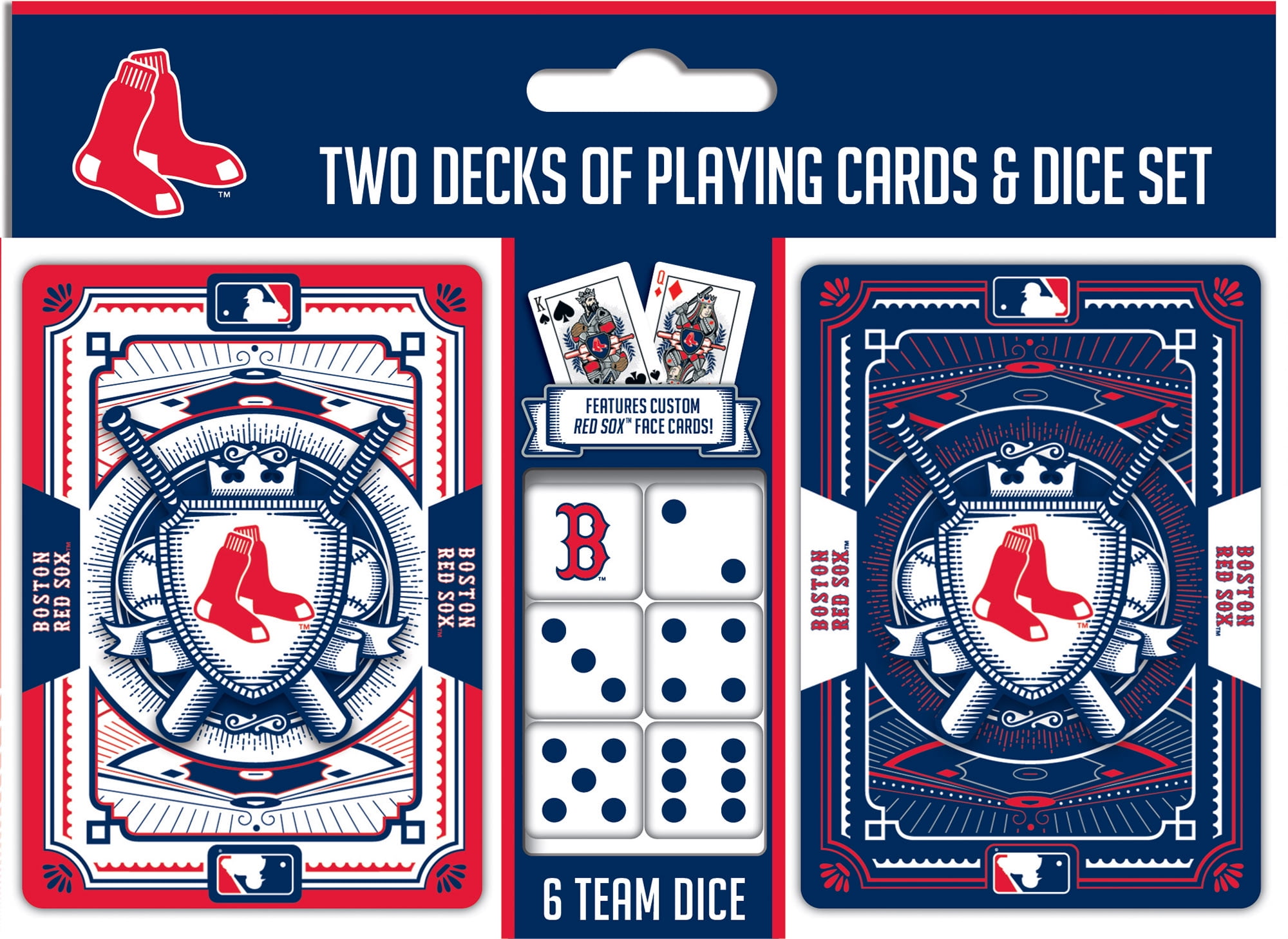 MasterPieces MLB Boston Red Sox Game Set - 2-Pack Playing Cards & 6 ...