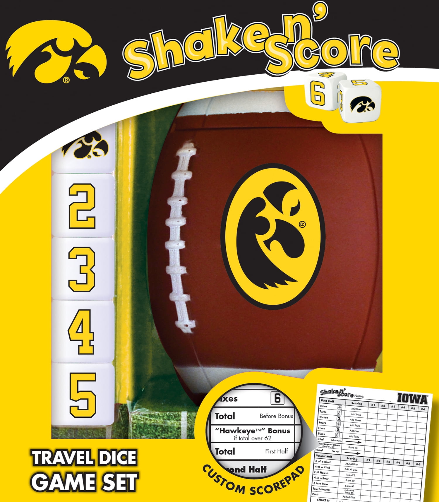 MasterPieces Officially Licensed NCAA Iowa Hawkeyes Shake N' Score Dice ...